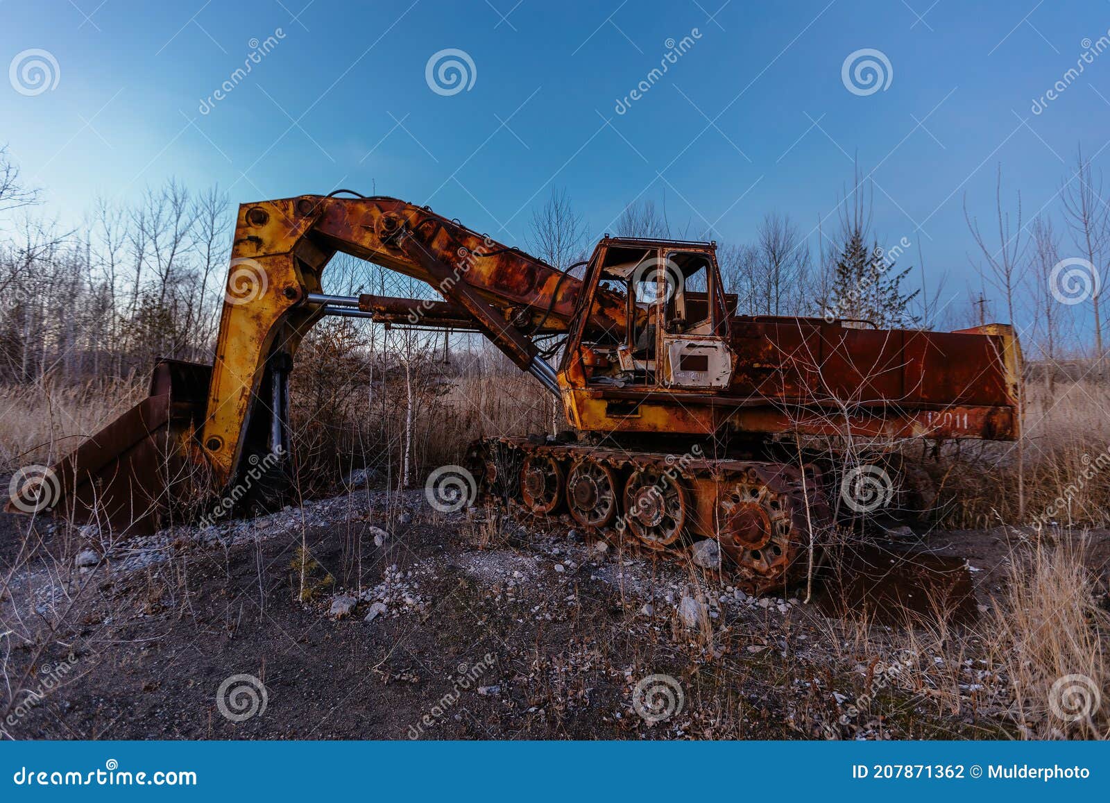 Old Rusty Abandoned Excavator after Closing of the Factory Stock Photo ...