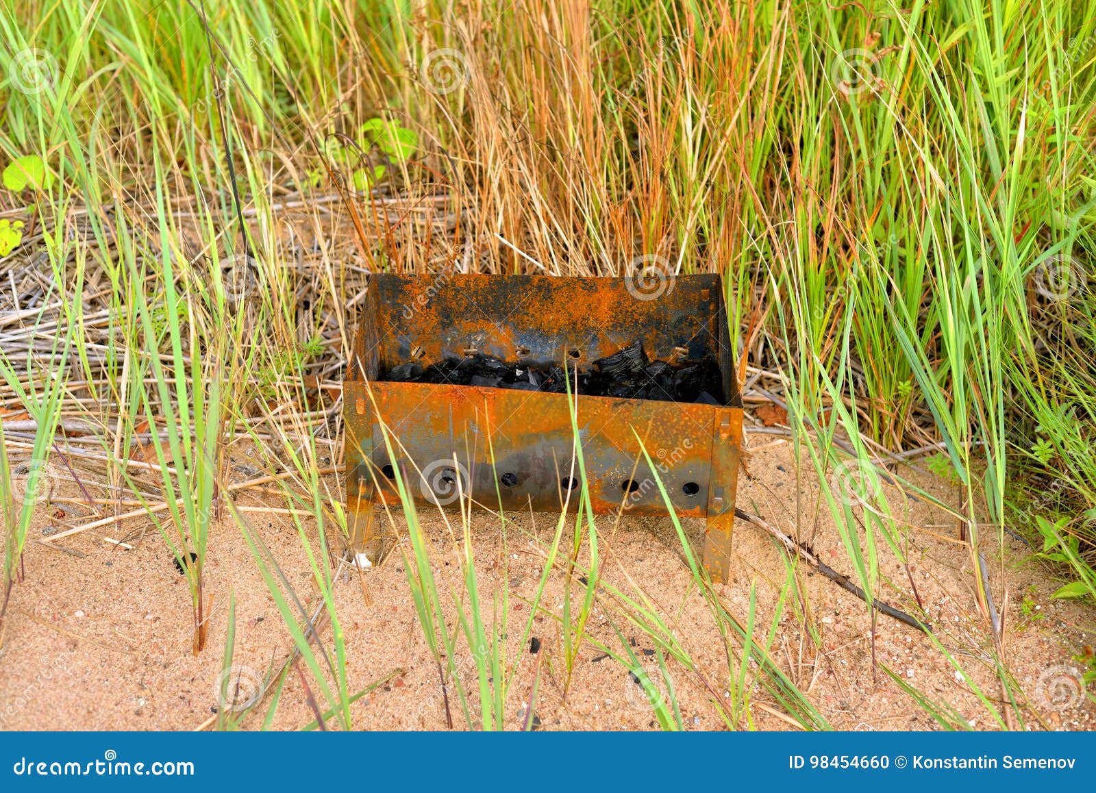 Old rusty abandoned grill. stock photo. Image of natural - 98454660