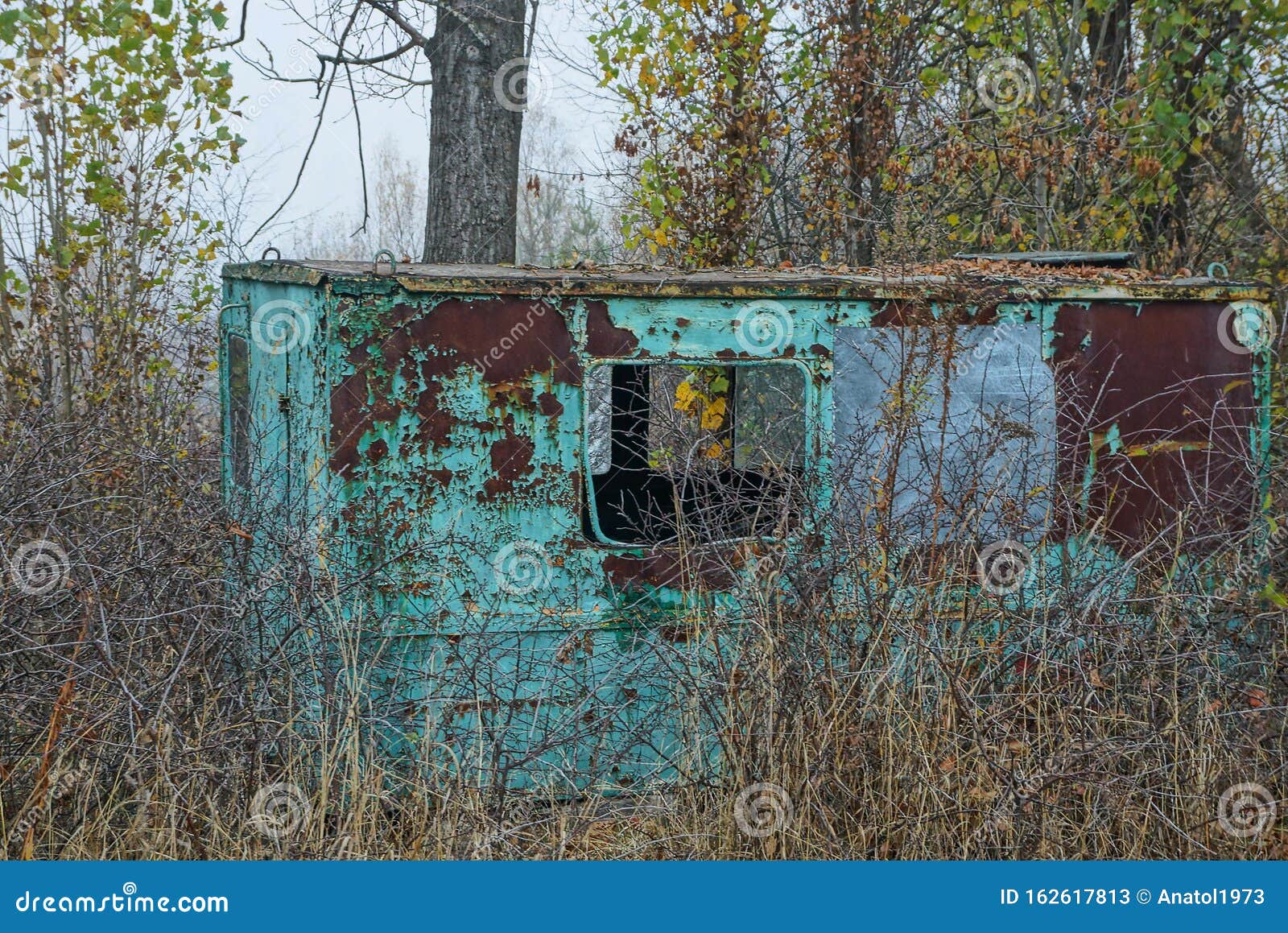 Old Rusty Abandoned Trailer with an Empty Window Stock Image - Image of ...