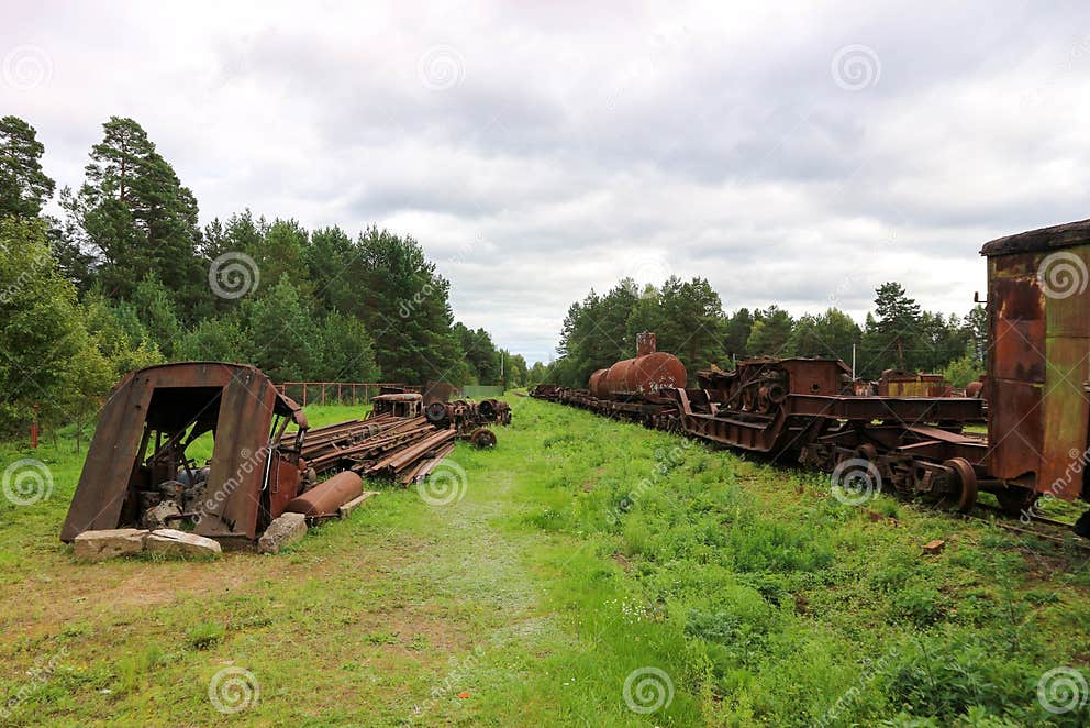 Old Rusty Abandoned Train in the Forest Stock Photo - Image of ...