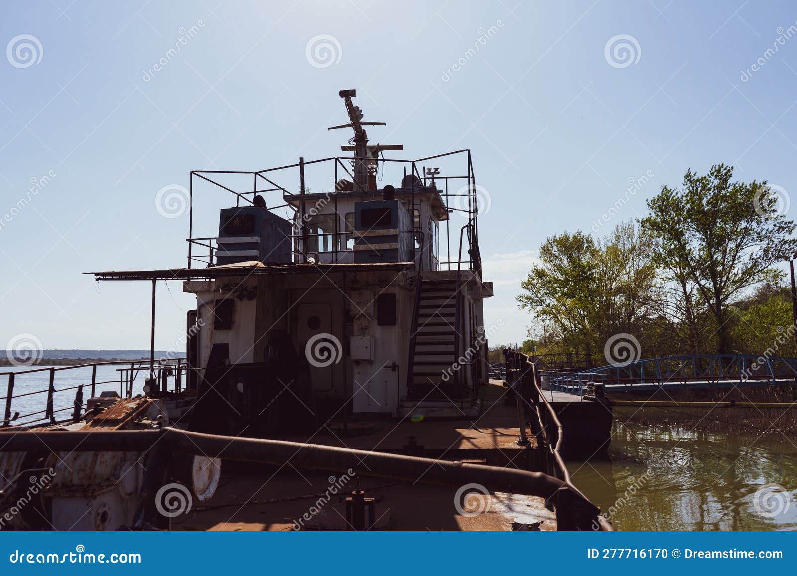 Old Rusty Abandoned Tugboat Stranded, Romania, Severin Stock Photo ...