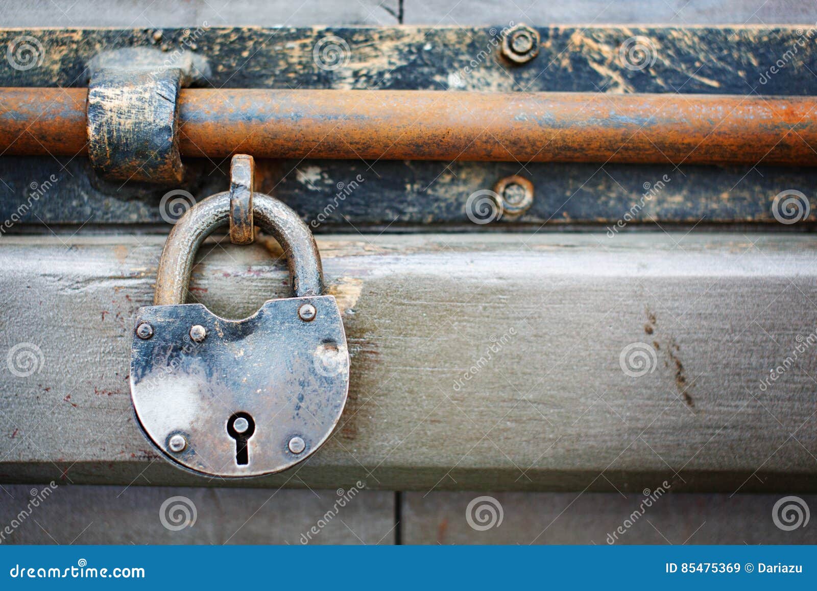 Old Rusty Aged Padlock on the Door Stock Image - Image of safety, wood ...