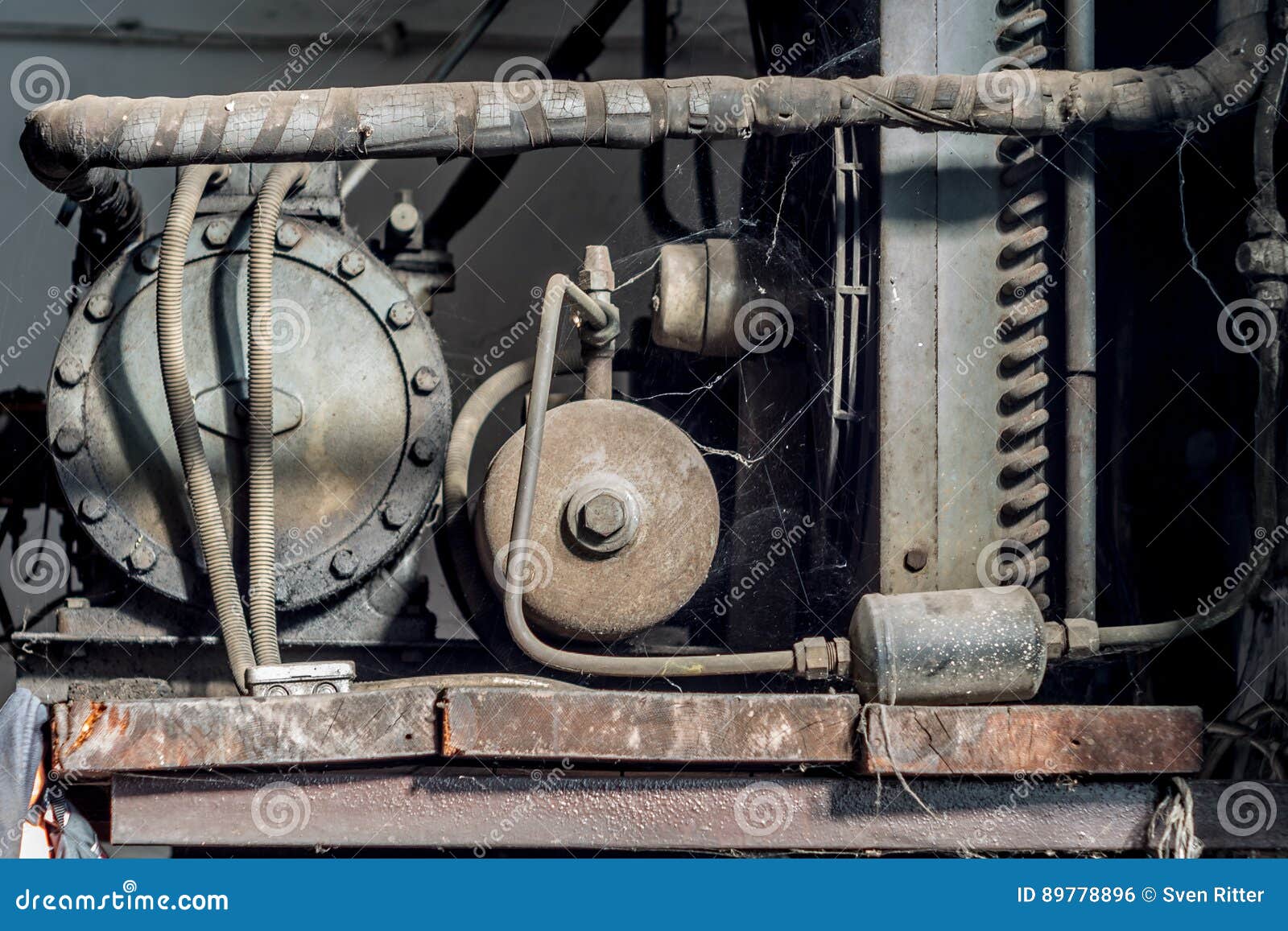 Old rusty air compressor stock photo. Image of construction - 89778896