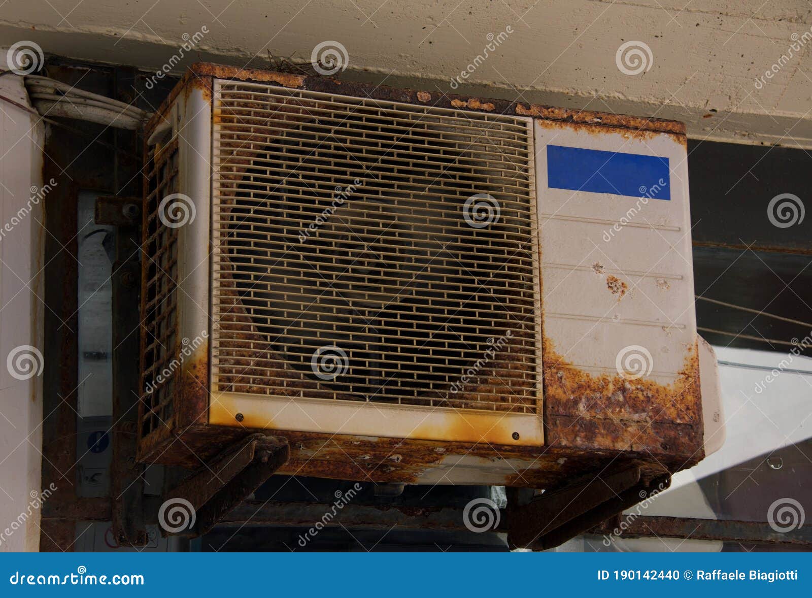Rusty Old Air Conditioner Vintage Red Brick Wall Royalty-Free Stock ...