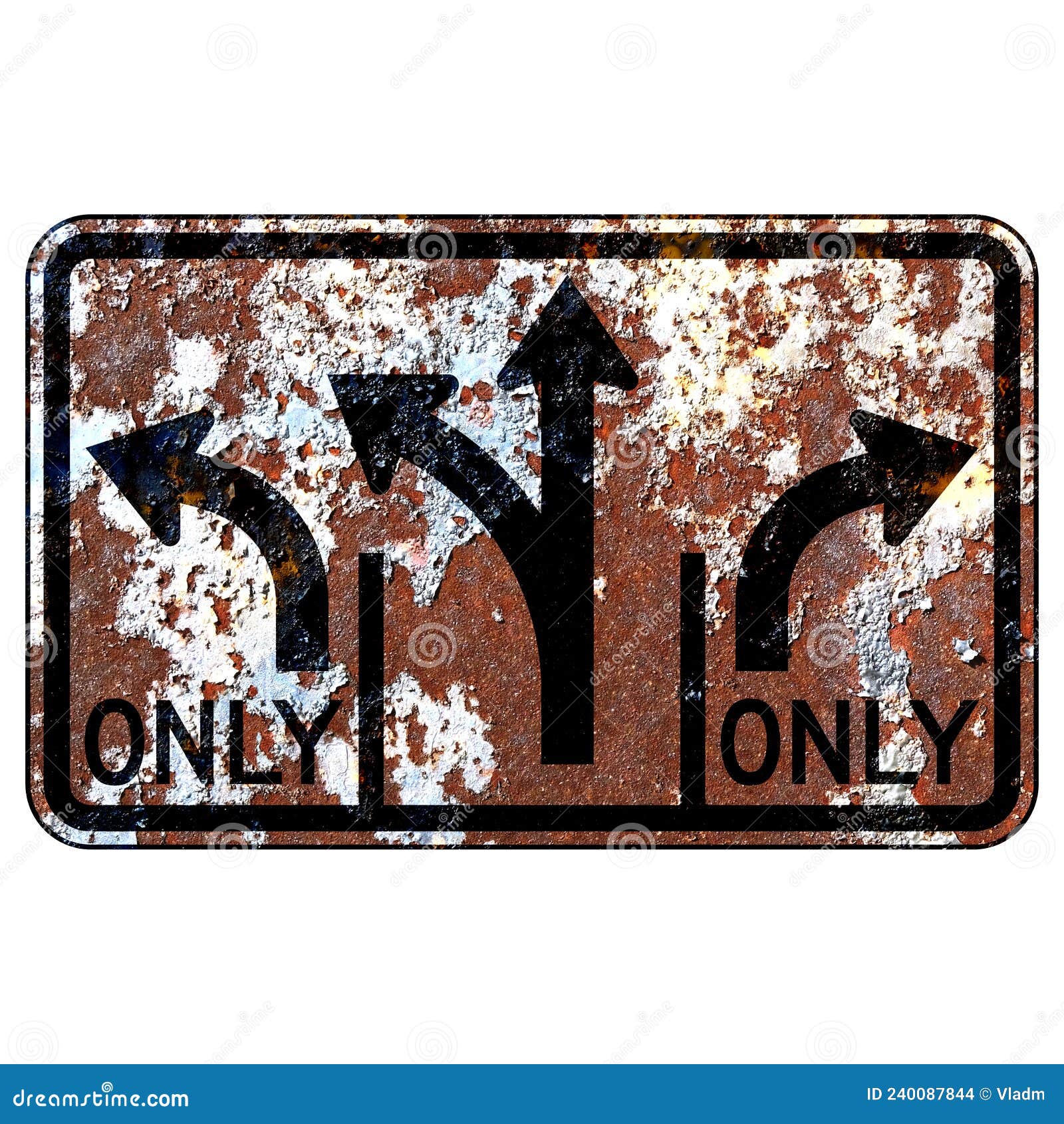 Old Rusty American Road Sign - Advanced Intersection Lane Control Sign ...