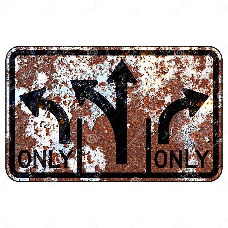 Old Rusty American Road Sign - Advanced Intersection Lane Control Sign ...