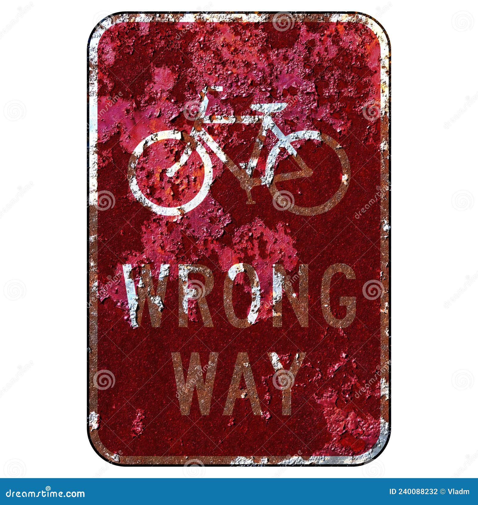 Old Rusty American Road Sign - Bicycle Wrong Way Stock Illustration ...