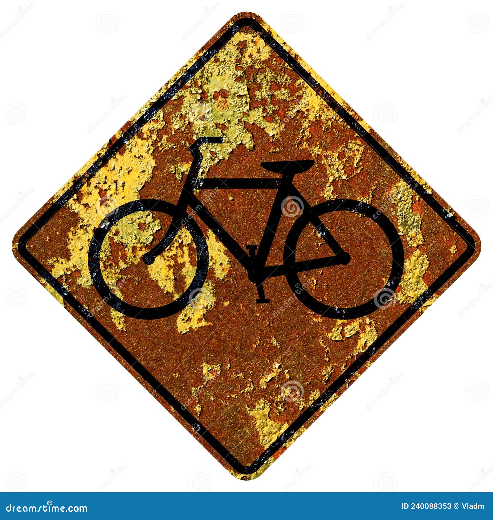 Old Rusty American Road Sign - Bicycles Stock Illustration ...