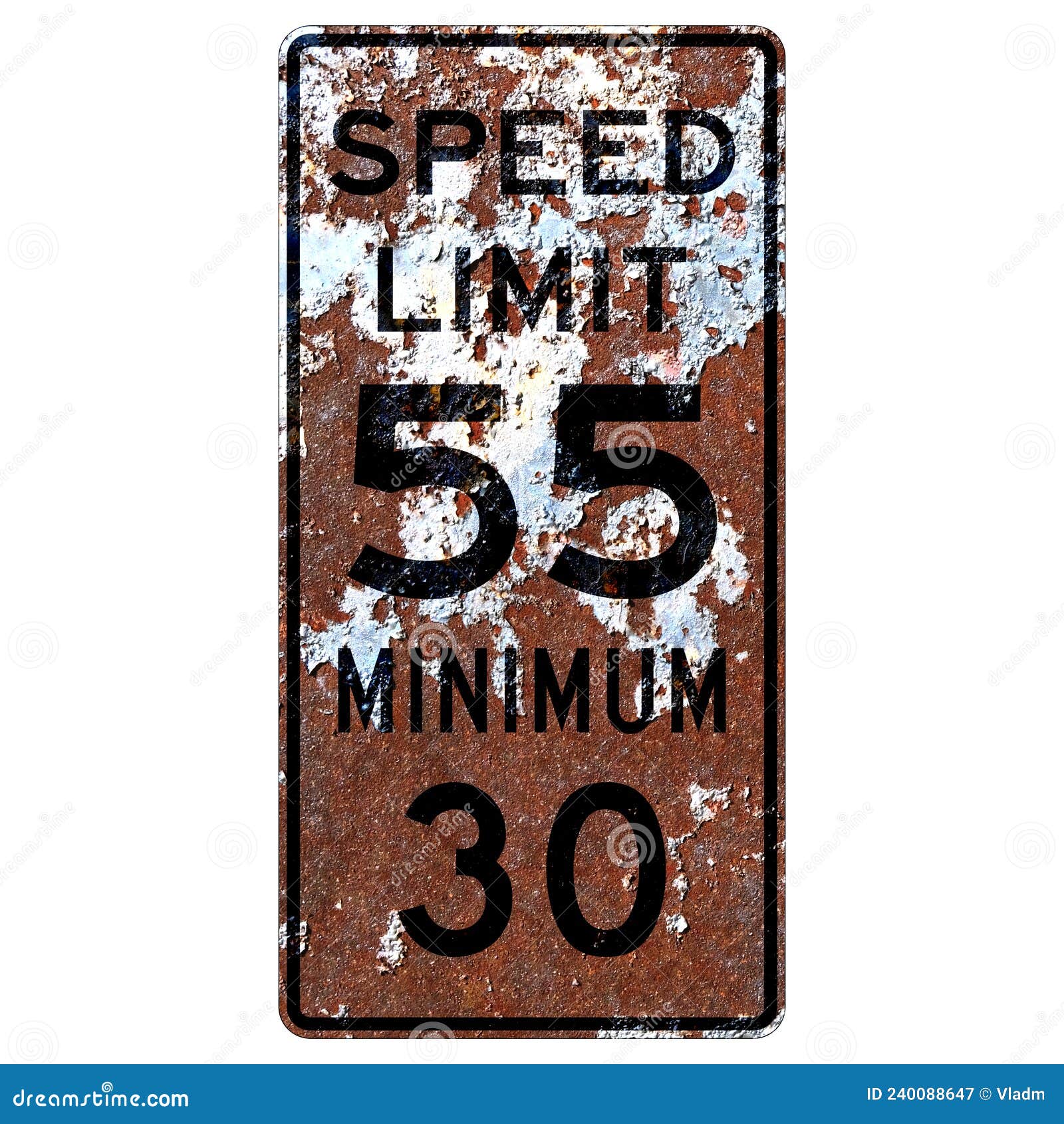 Old Rusty American Road Sign - Combined Speed Limit Stock Illustration ...