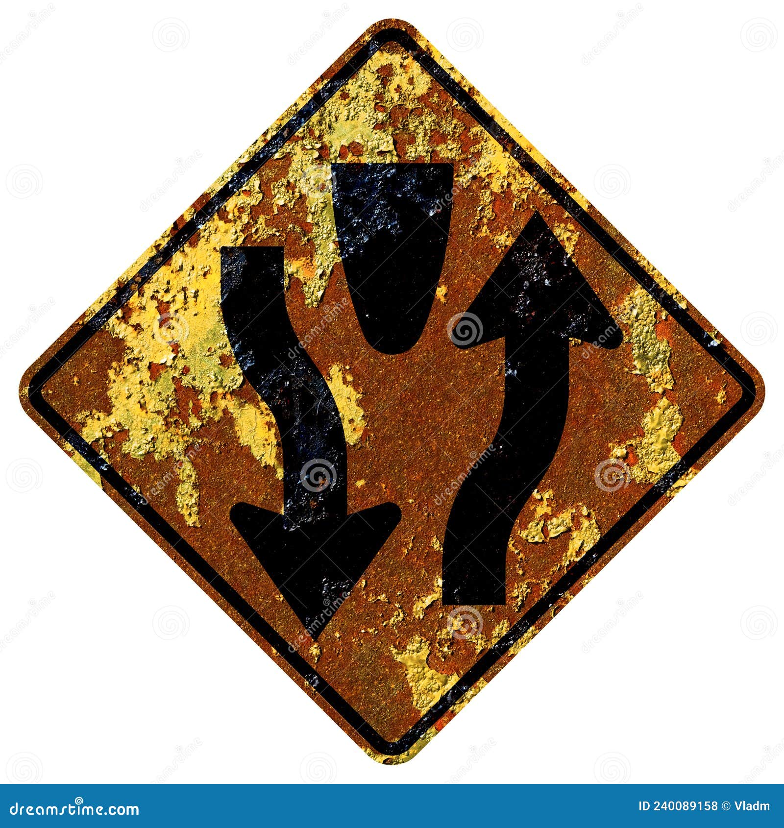 Old Rusty American Road Sign - Divided Highway Stock Illustration ...