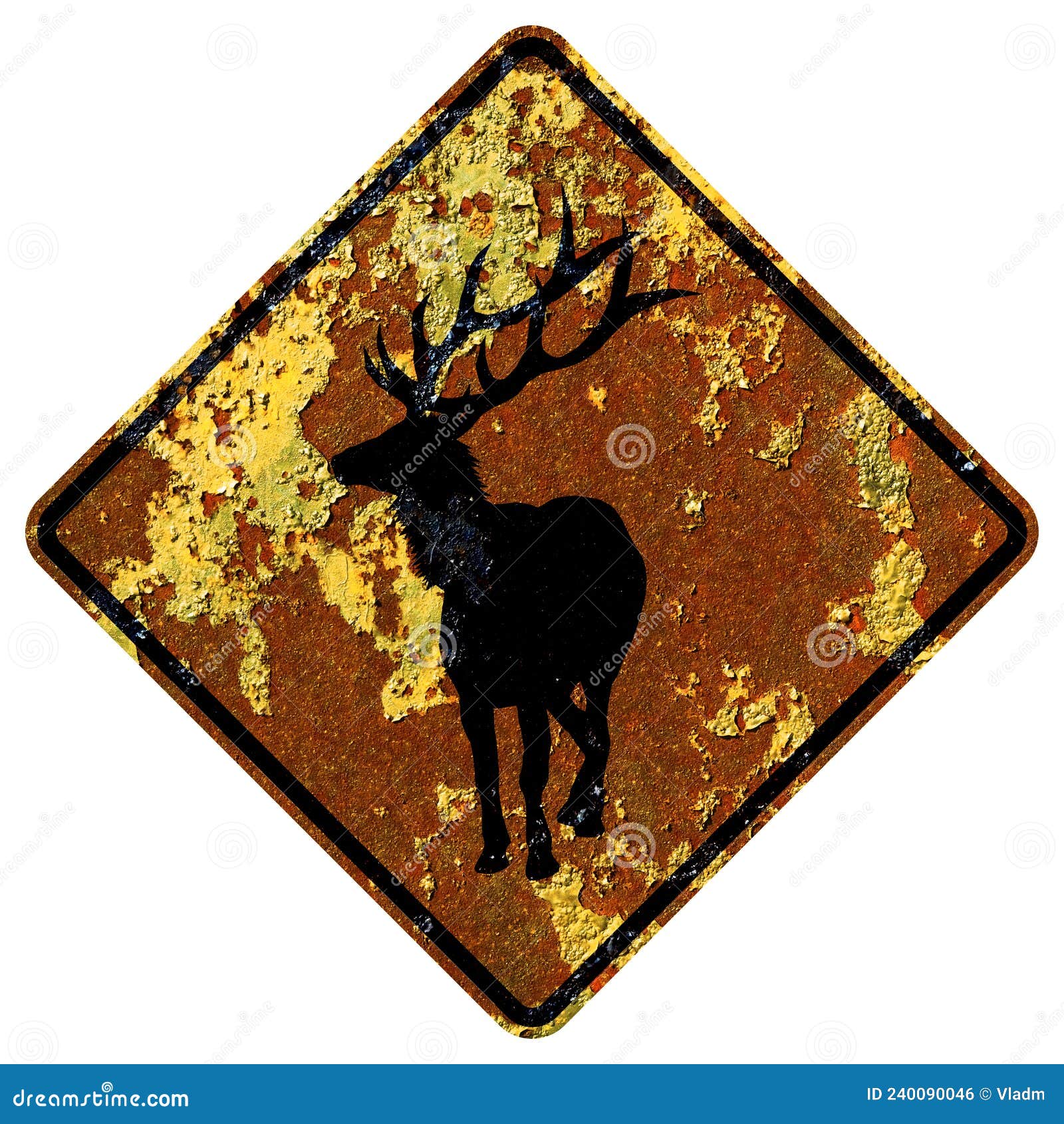 Old Rusty American Road Sign - Elk Crossing Stock Illustration ...