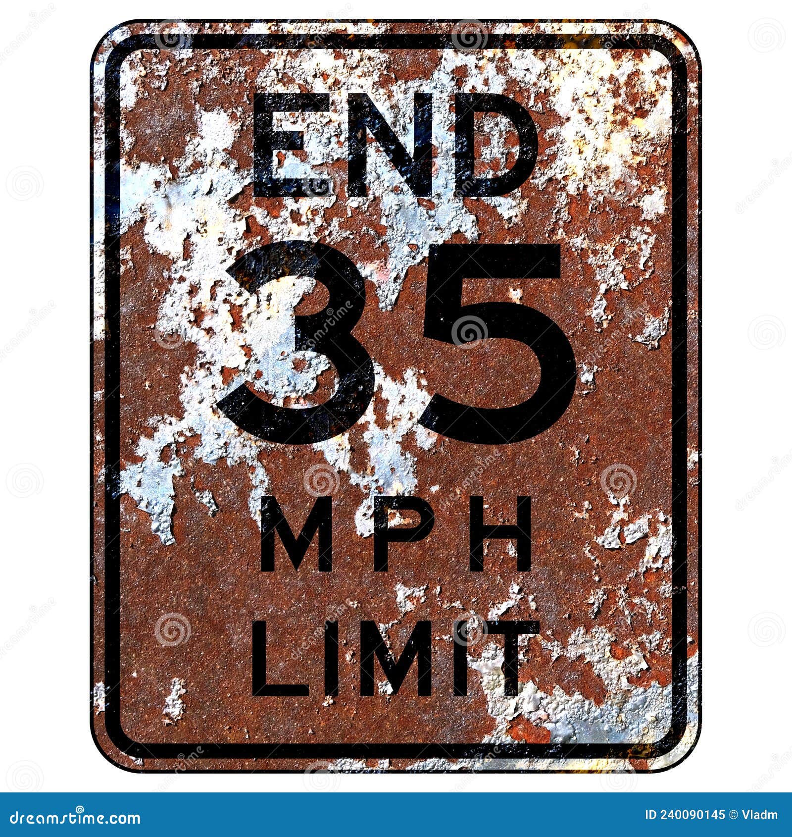 Old Rusty American Road Sign - End Speed Limit Stock Illustration ...