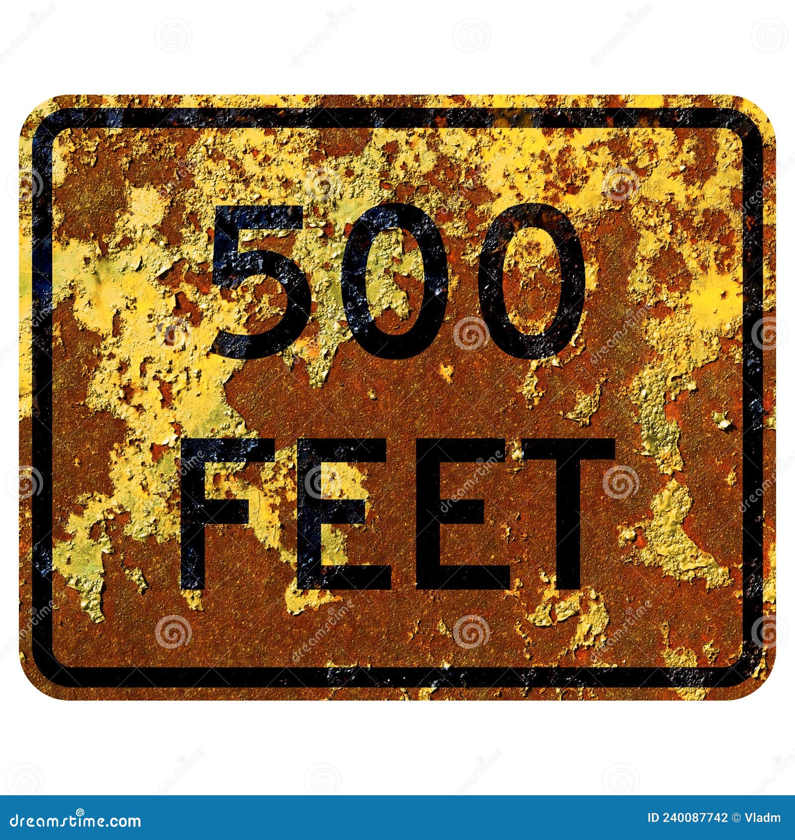 Old Rusty American Road Sign - 500 Feet Stock Illustration ...