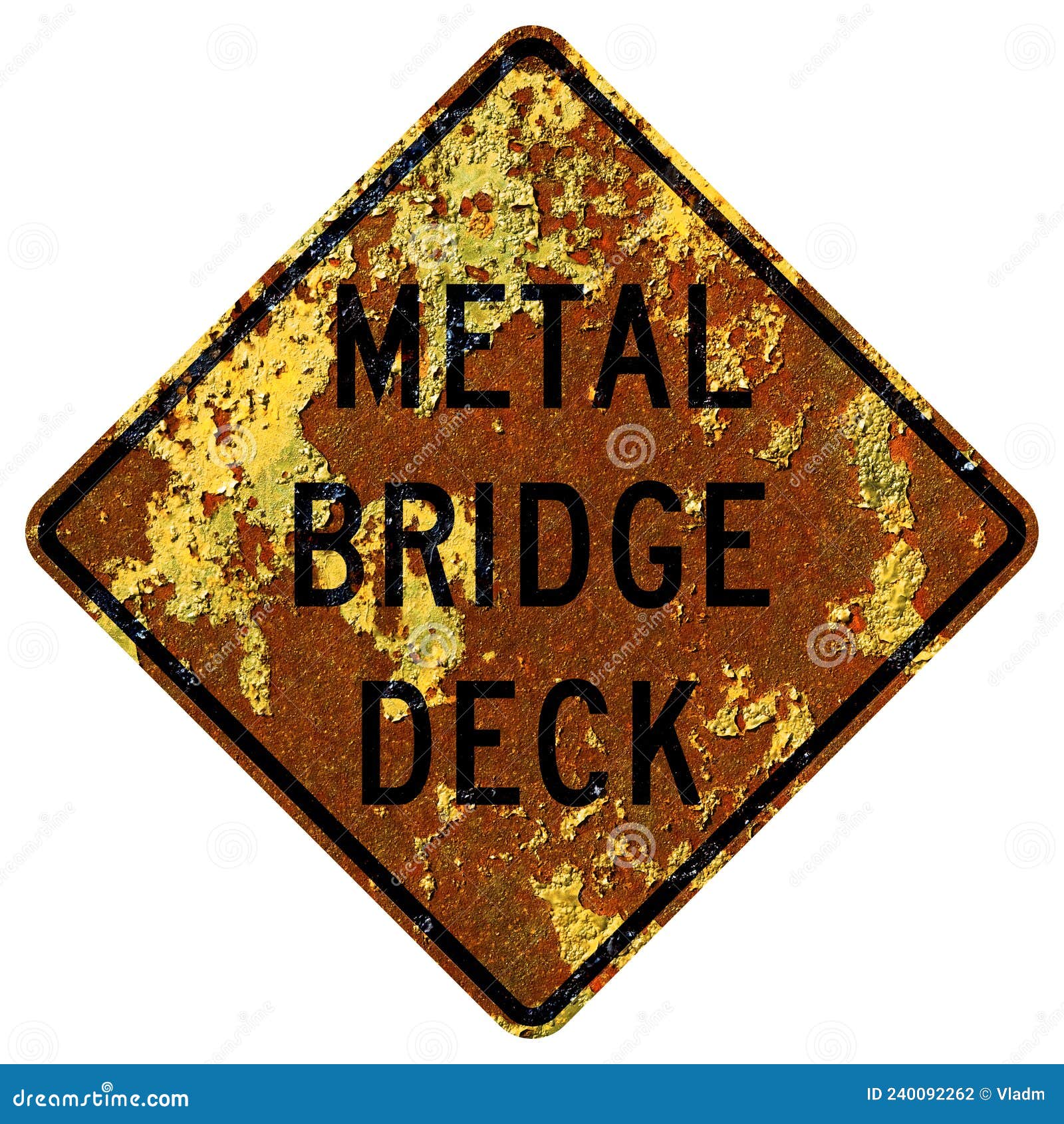 Old Rusty American Road Sign - Metal Bridge Deck Stock Illustration ...
