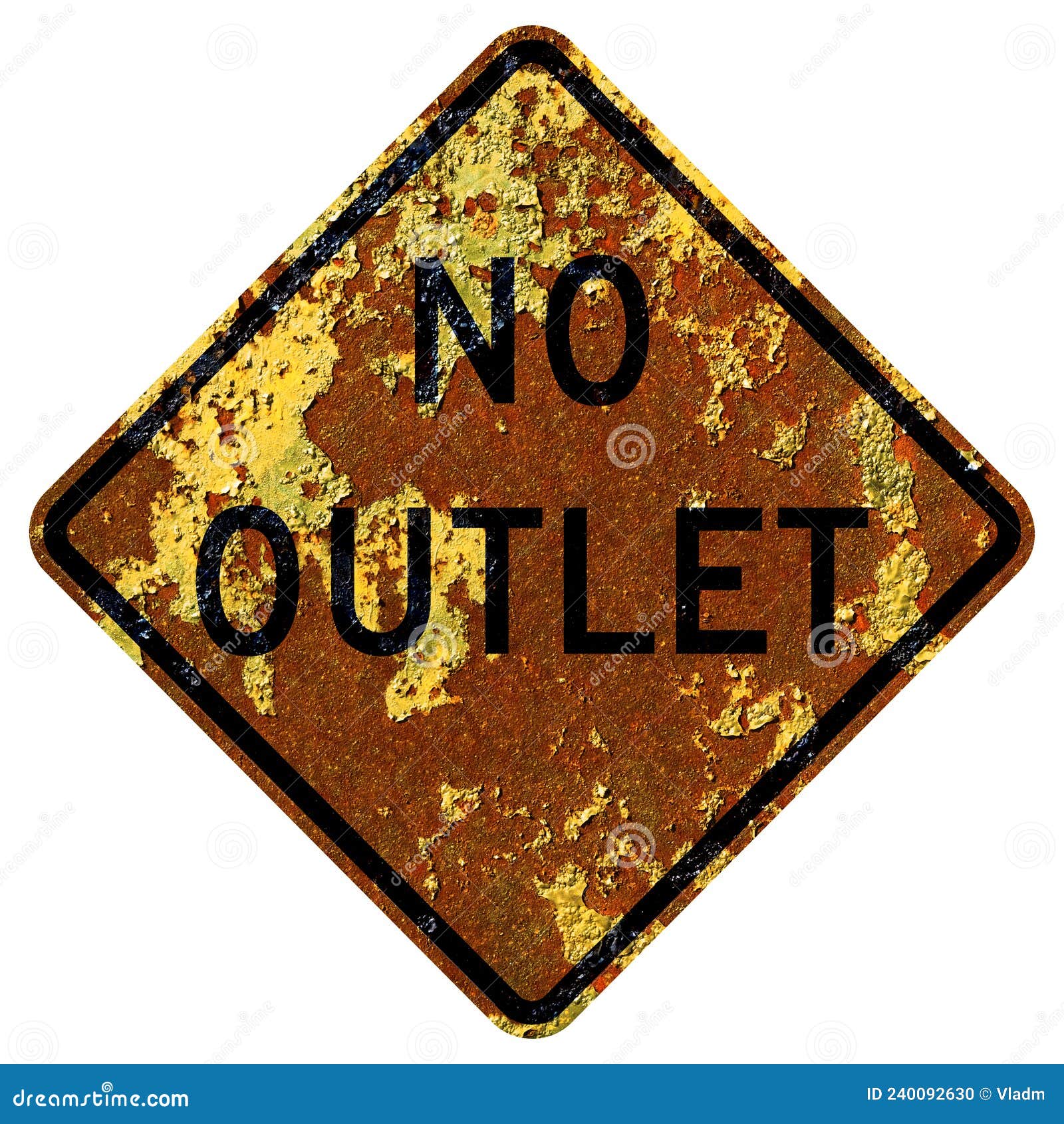 Old Rusty American Road Sign - No Outlet Stock Photo - Image of crack ...