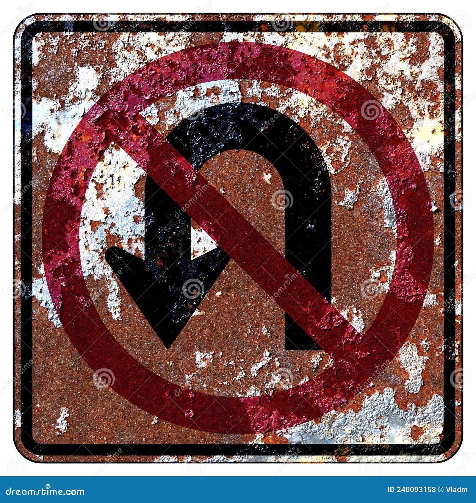 Old Rusty American Road Sign - No U-turn Stock Photo - Image of signs ...