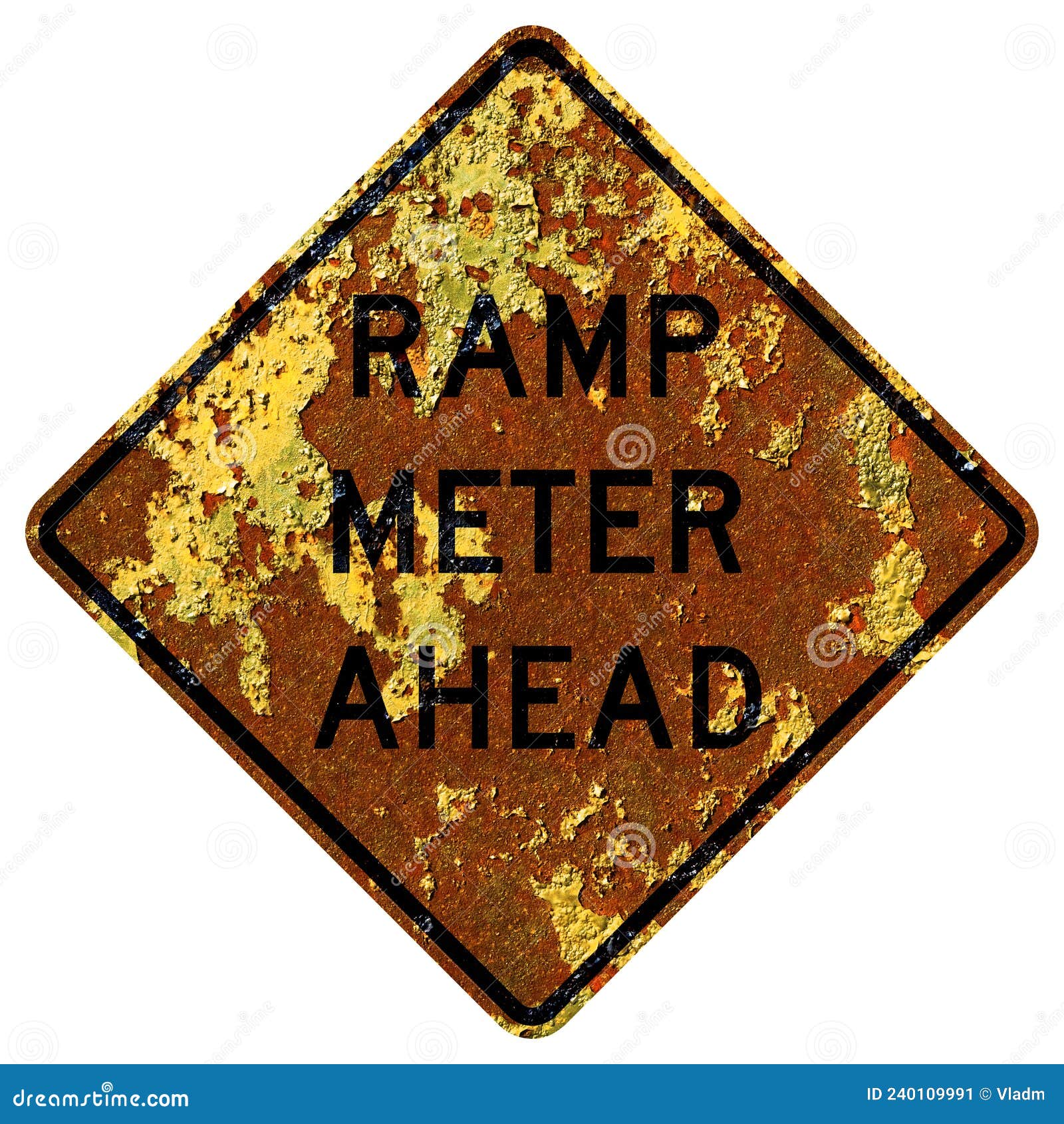 Old Rusty American Road Sign - Ramp Meter Ahead Stock Image - Image of ...