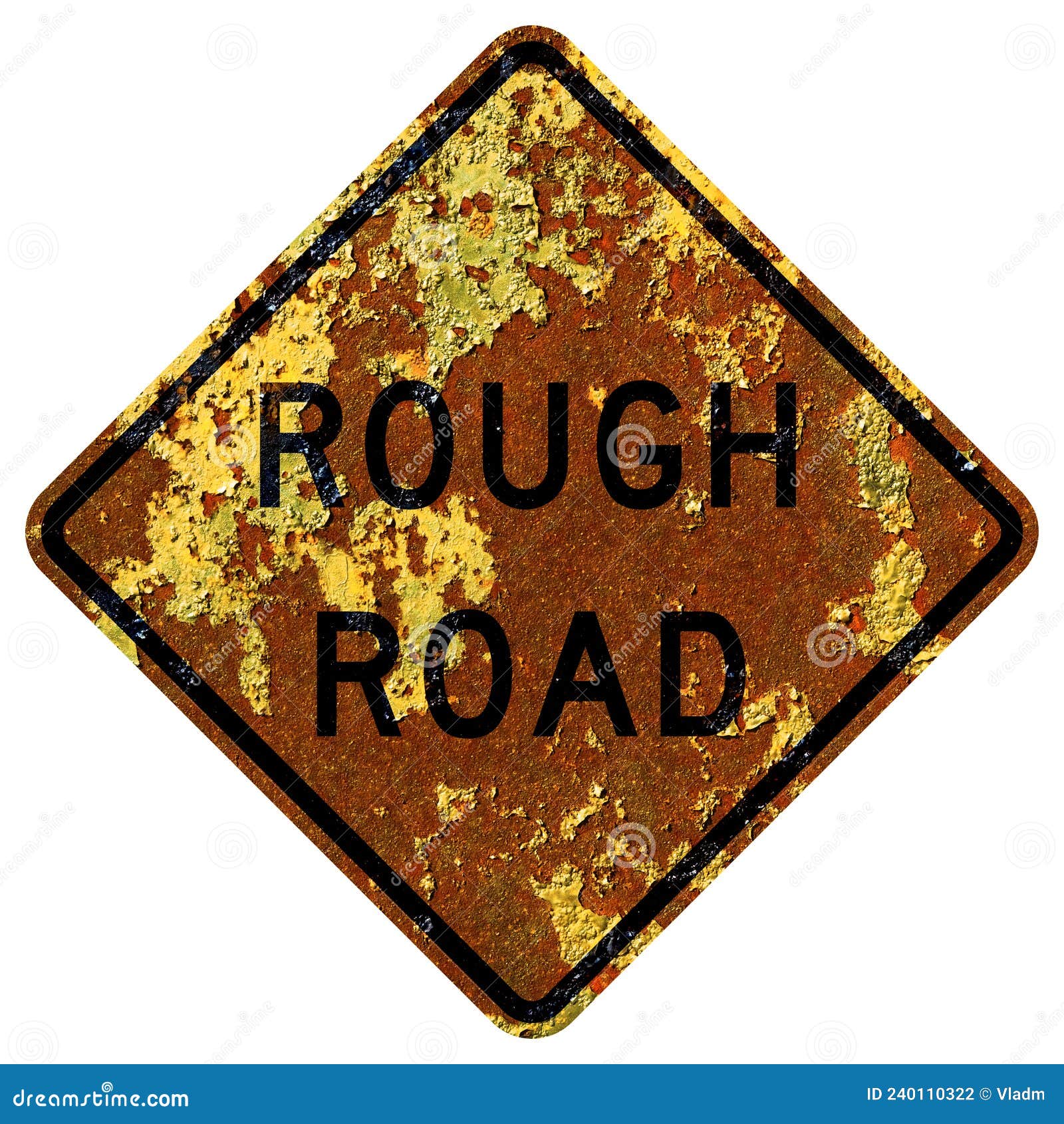 Old Rusty American Road Sign - Rough Road Stock Photo - Image of rusty ...