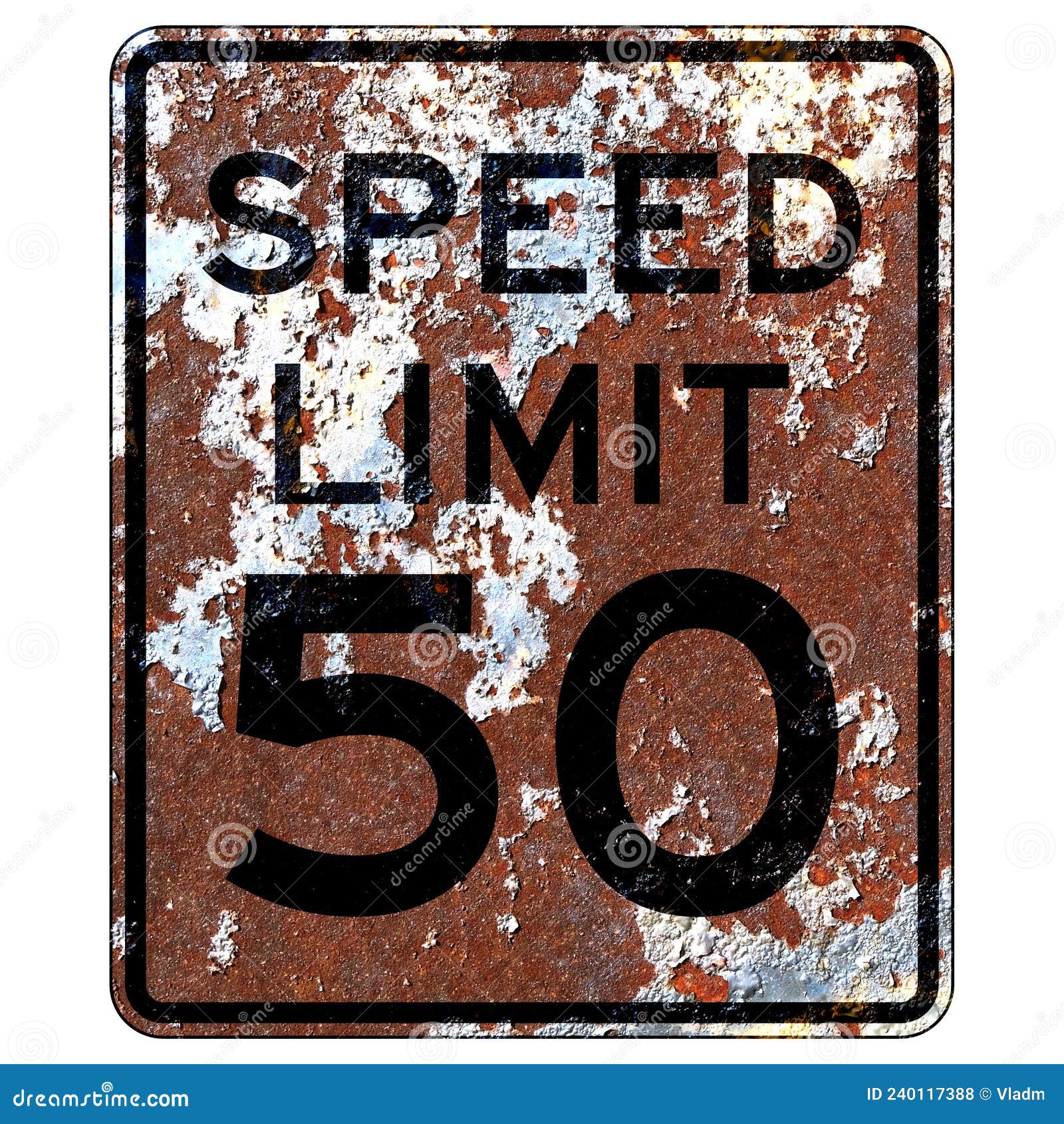 Old Rusty American Road Sign - Speed Limit Stock Illustration ...