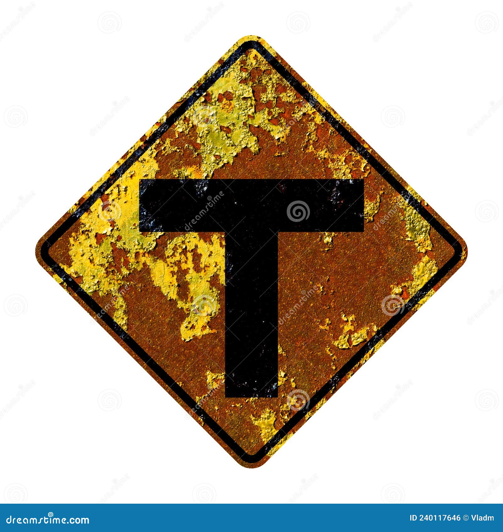 Old Rusty American Road Sign - T Roads Stock Illustration ...