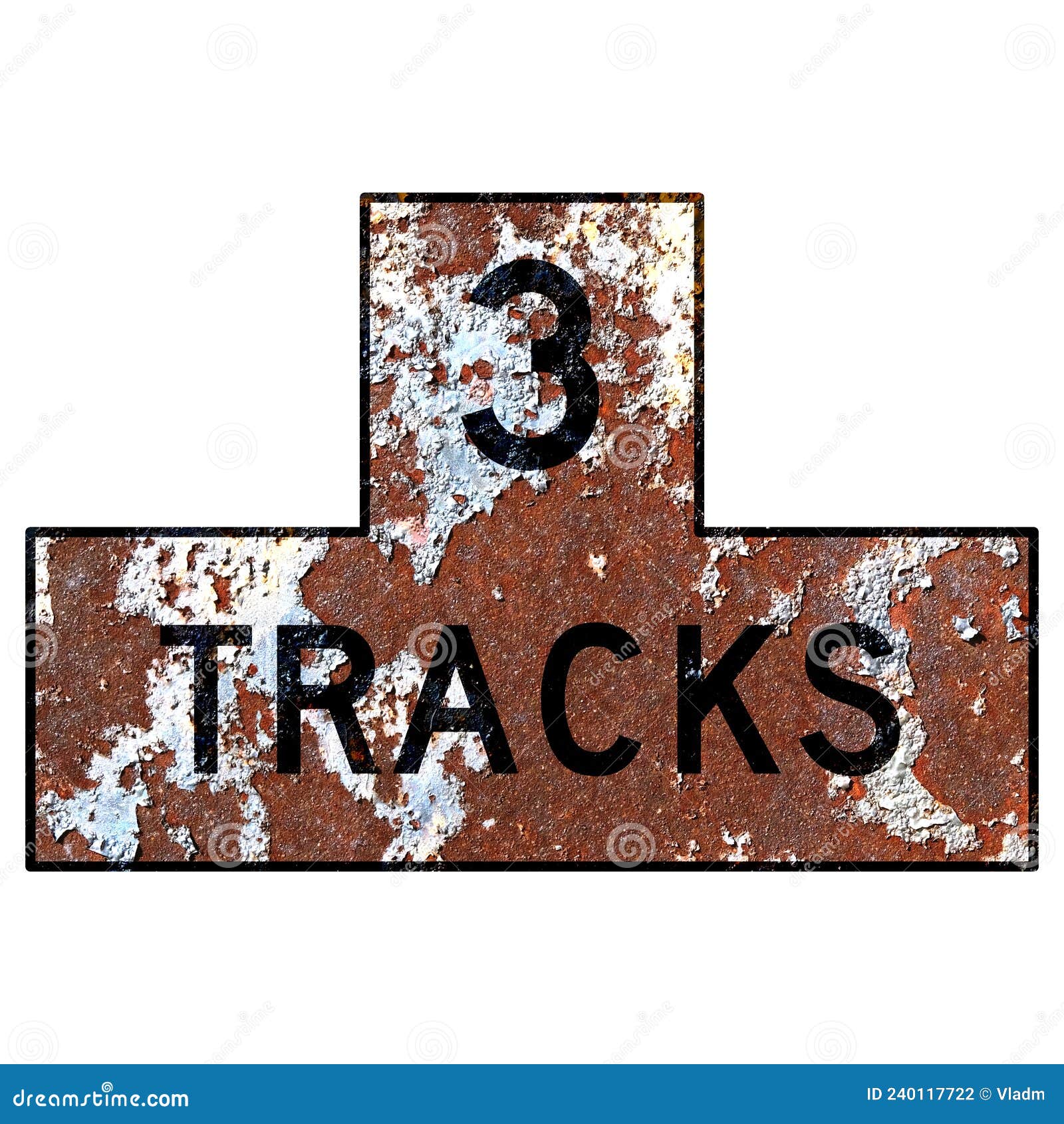 Old Rusty American Road Sign - Three Tracks Stock Illustration ...