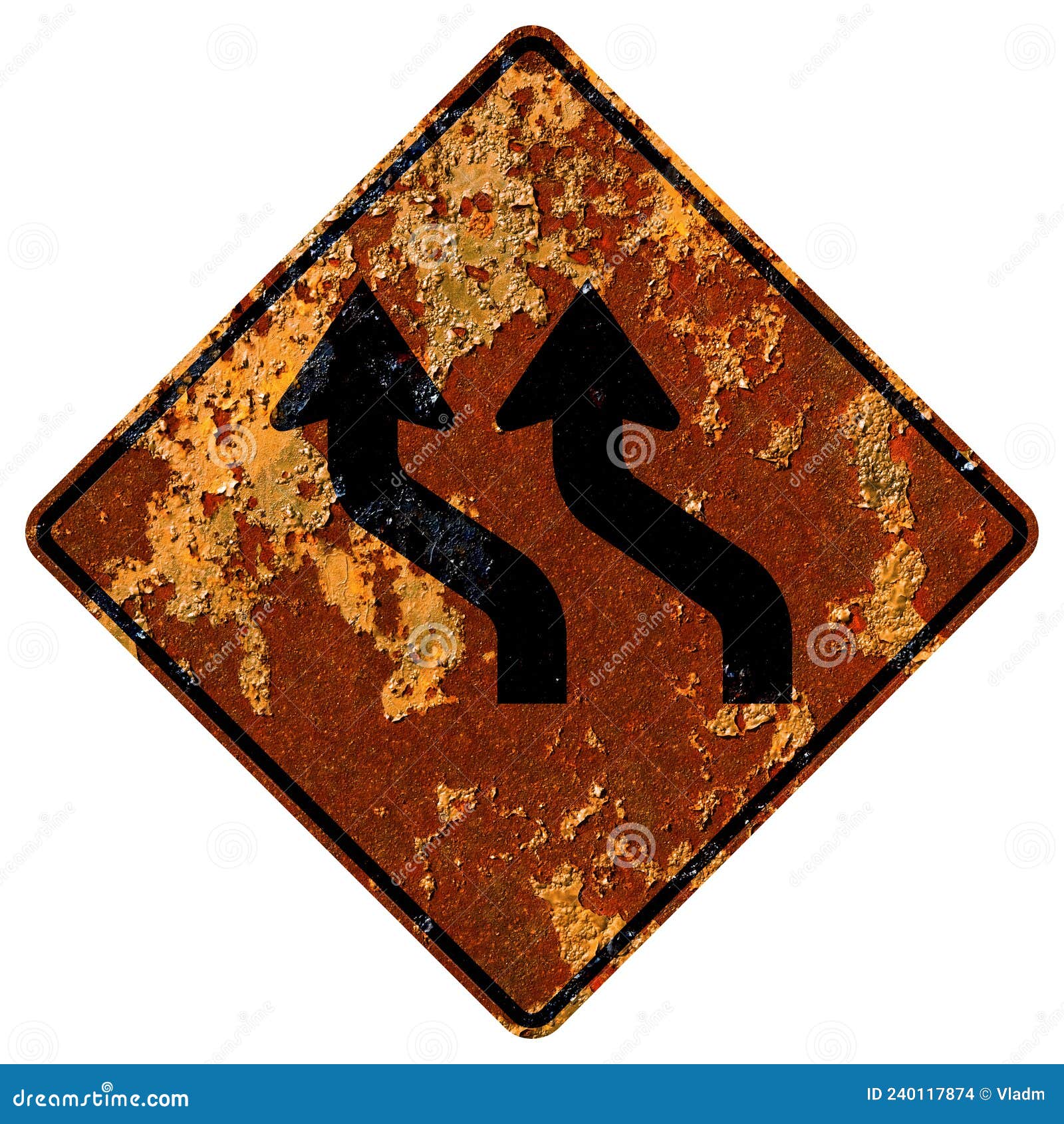 Old Rusty American Road Sign - Traffic Shift Left Stock Illustration ...