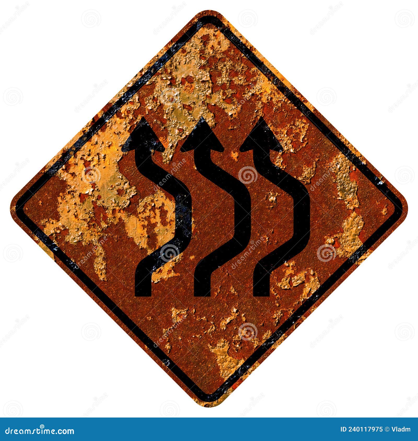 Old Rusty American Road Sign - Triple Lane Shift Pair Stock ...