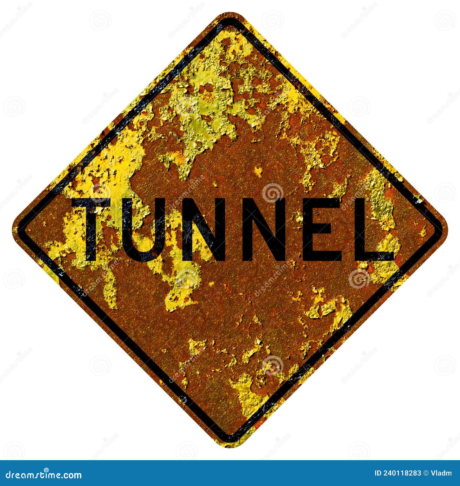 Old Rusty American Road Sign - Tunnel Stock Illustration - Illustration ...
