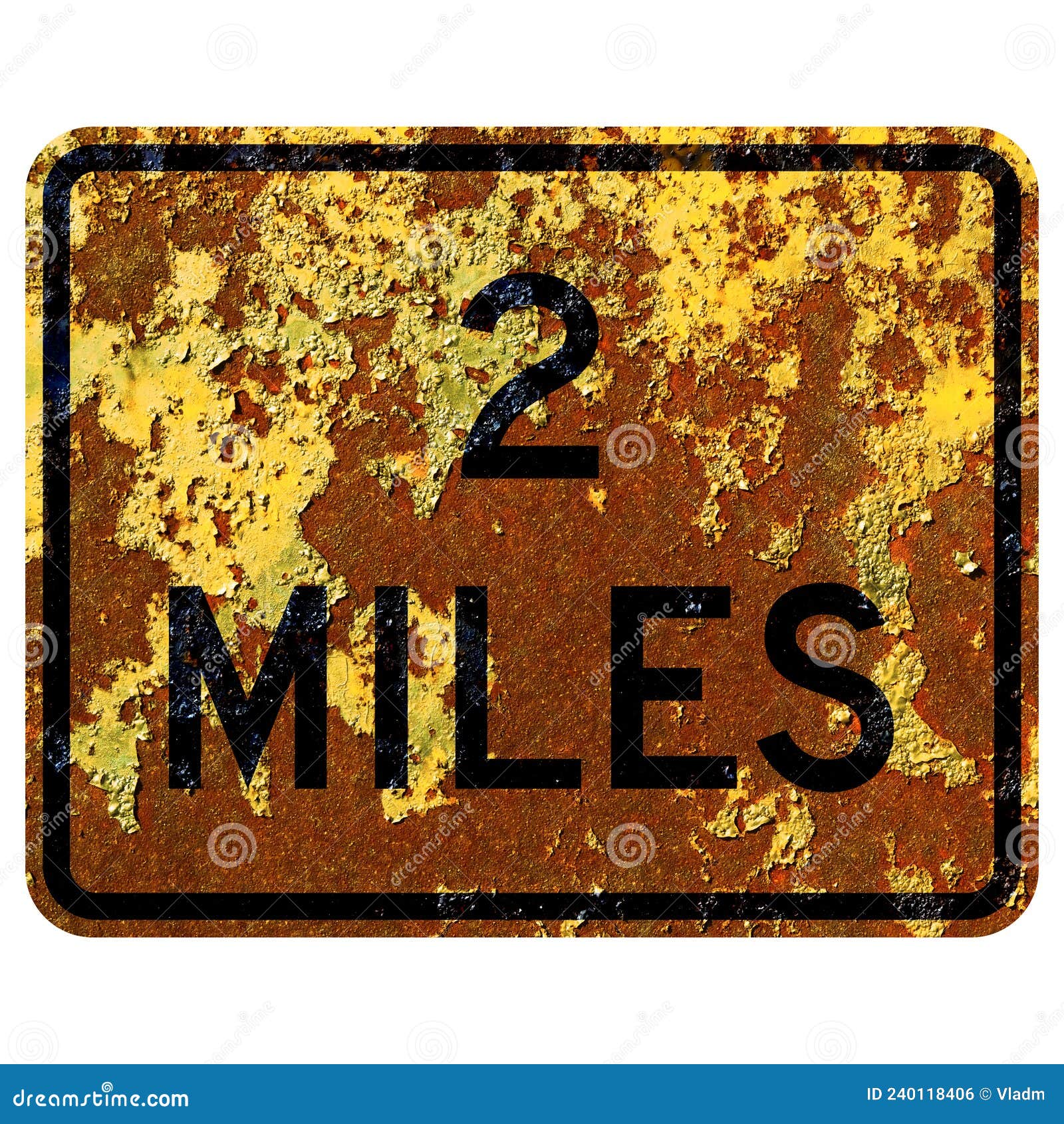 Old Rusty American Road Sign - Two Miles Stock Illustration ...