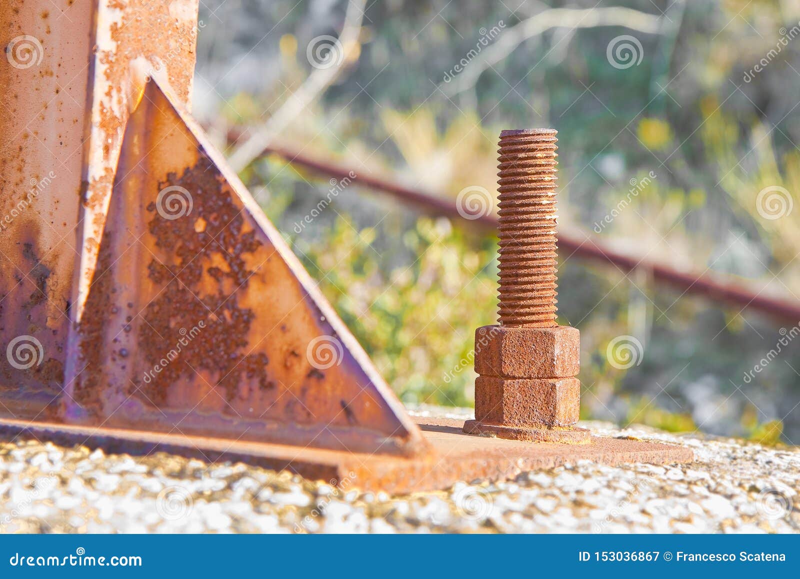 Old Rusty Anchor Bolt with Iron Plate - Image with Copy Space Stock ...