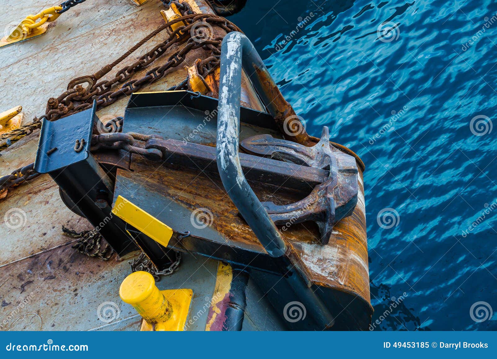 Old Rusty Anchor on Front of Barge Stock Image - Image of transport ...