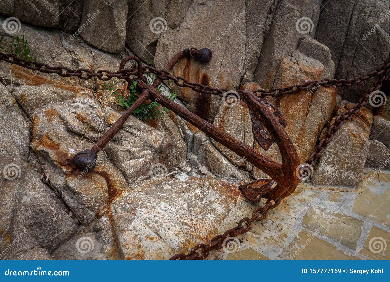 Old rusty anchor stock image. Image of travel, metal - 157777159