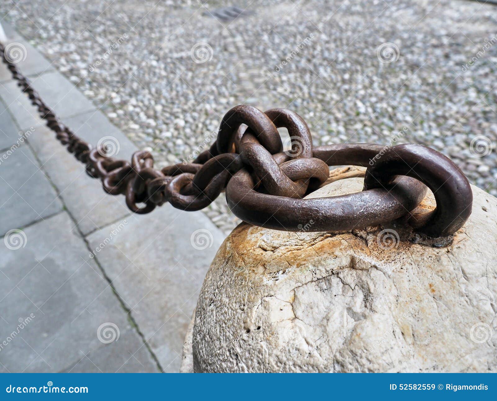 Old Rusty Anchored Iron Chain Stock Image - Image of rust, antique ...