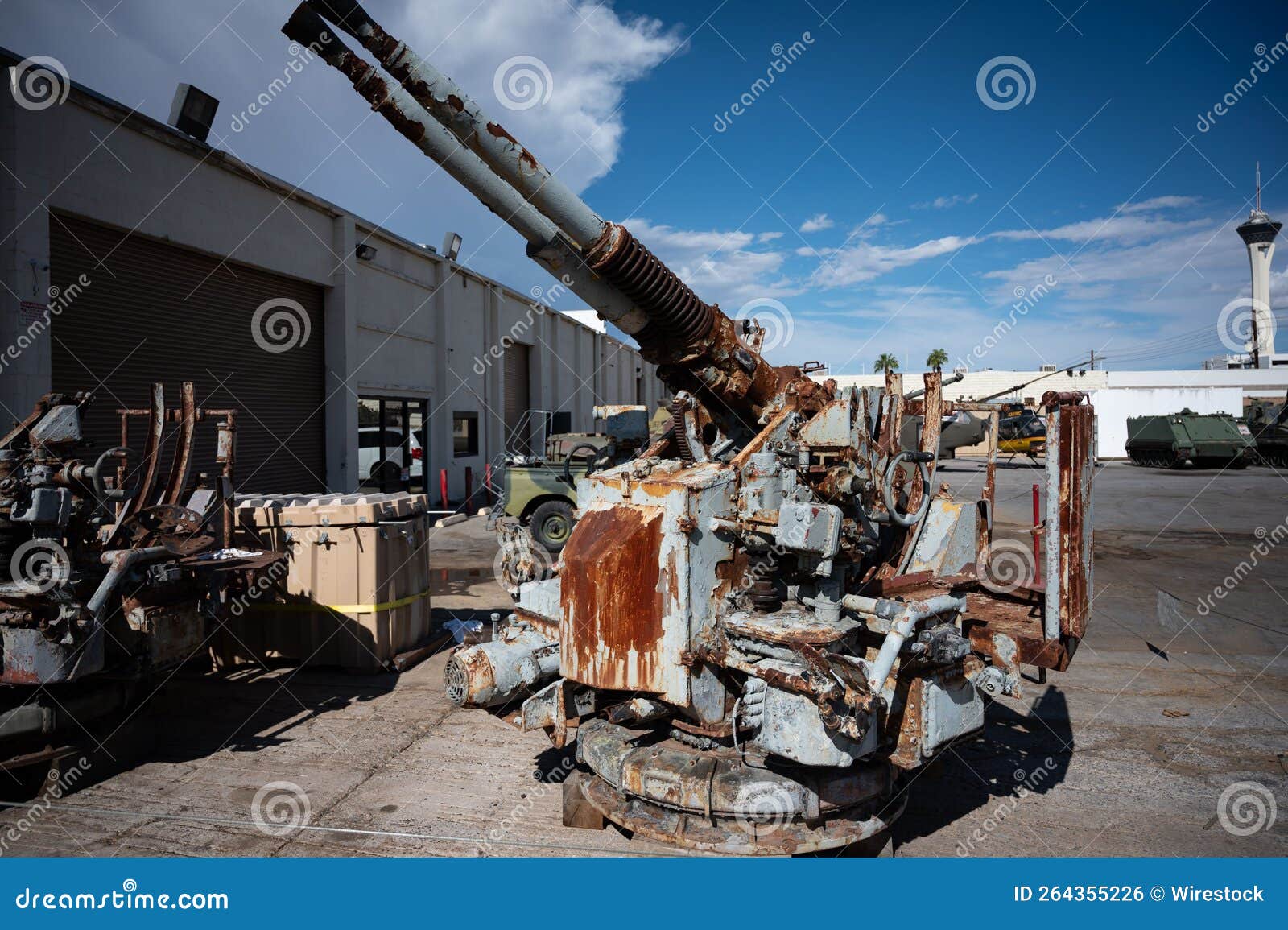 Anti-aircraft Machine Gun Barrel on the Military Base Editorial Photo ...