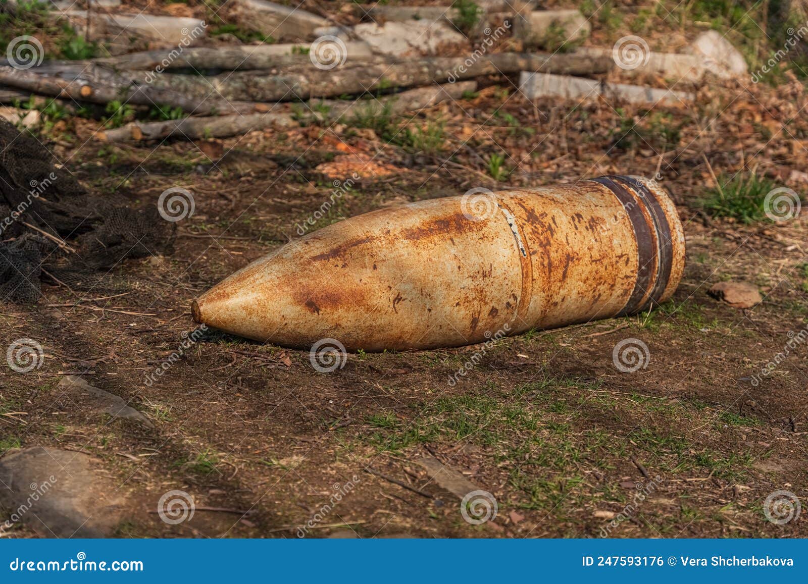 Old Rusty Artillery Shell, Bomb Stock Photo - Image of orange, macro ...