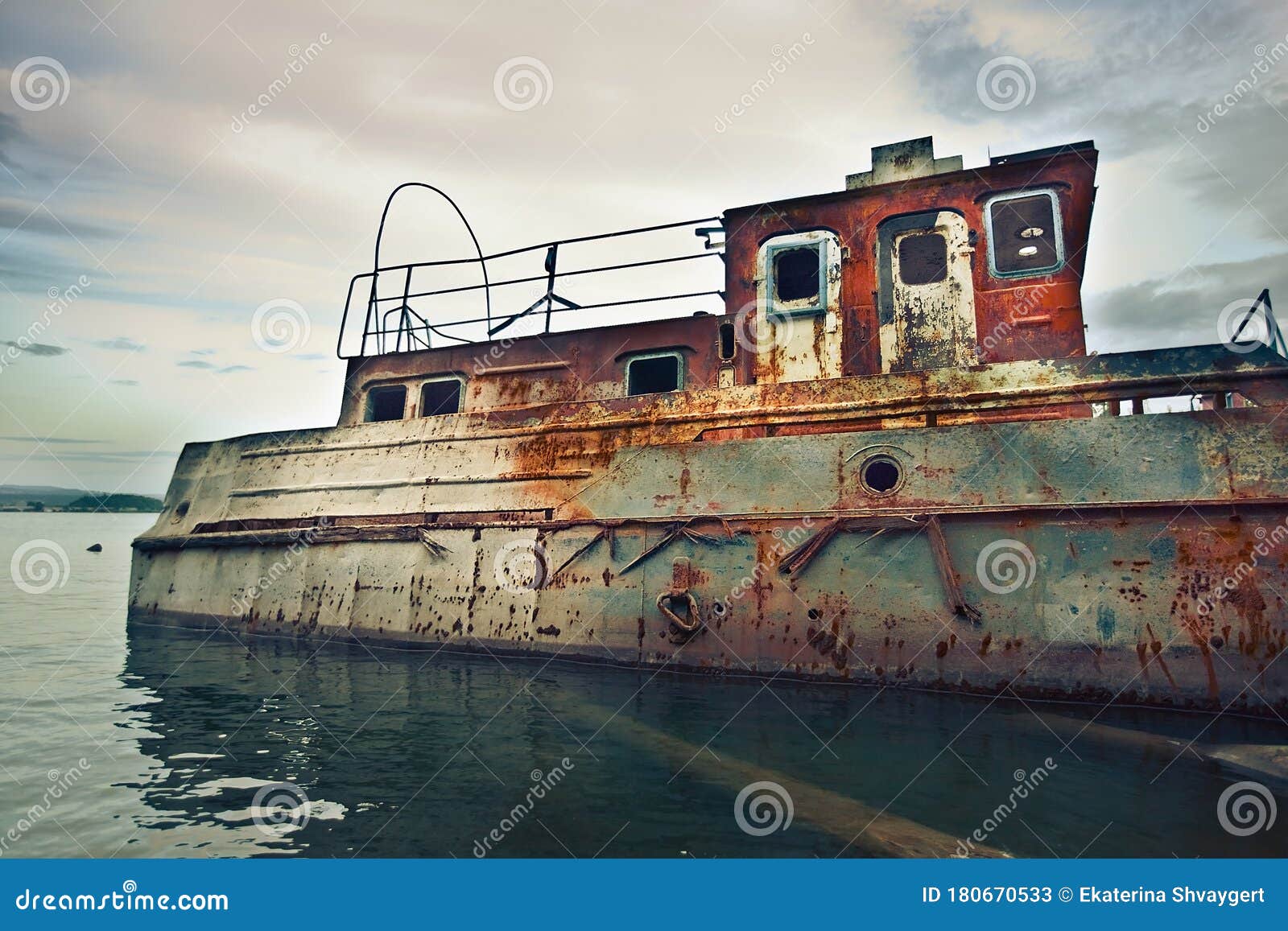 Old Rusty Barge in the Water Stock Image - Image of mooring, moorage ...