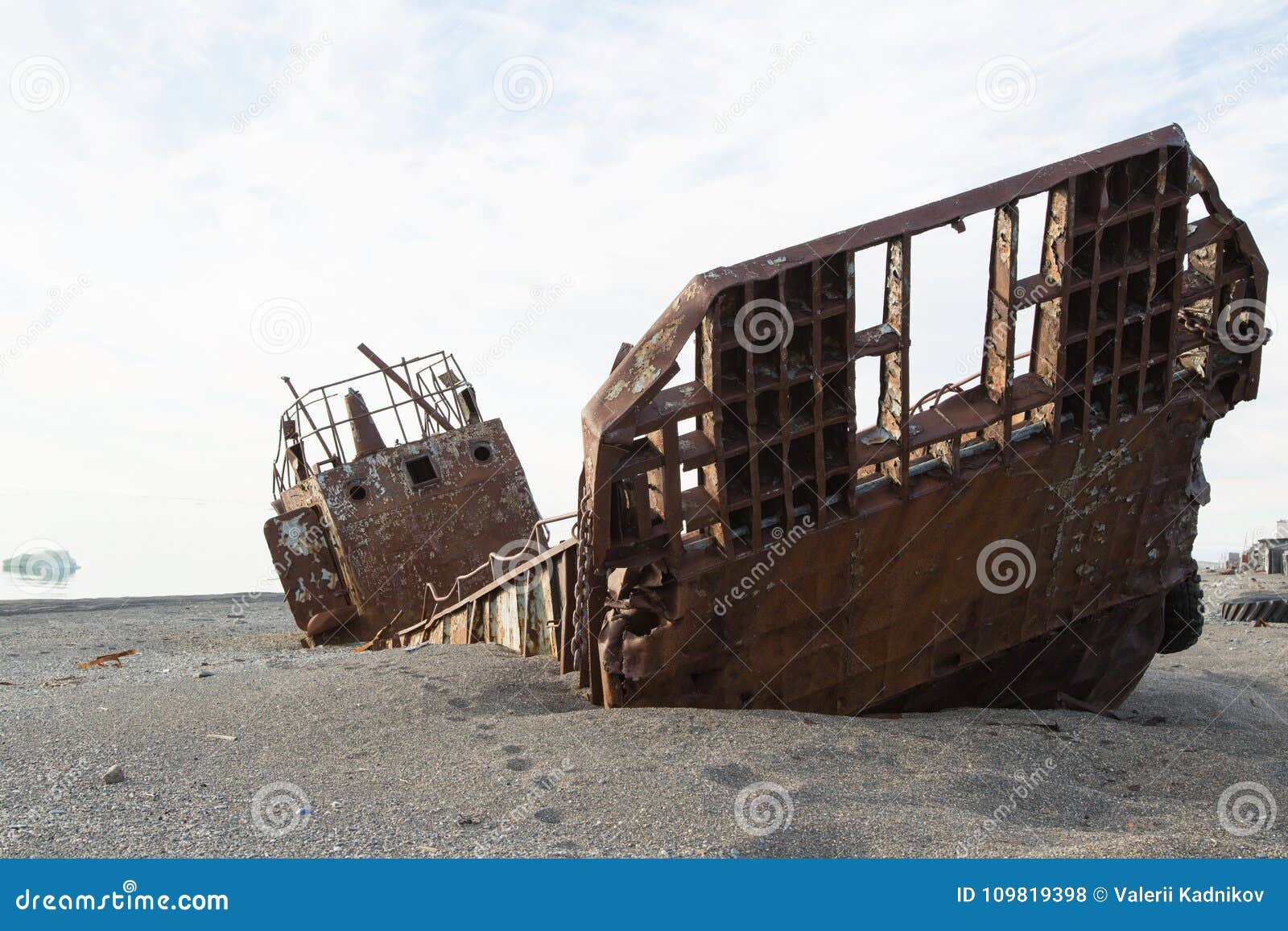 The Old Rusty Barge on Seacoast Stock Photo - Image of metal, coast ...