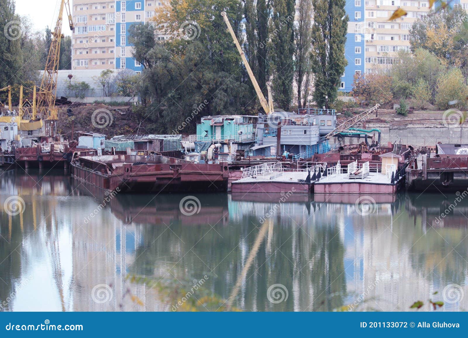 Old Rusty Barge and Tug. a Few Rusty Barges Stock Photo - Image of ...
