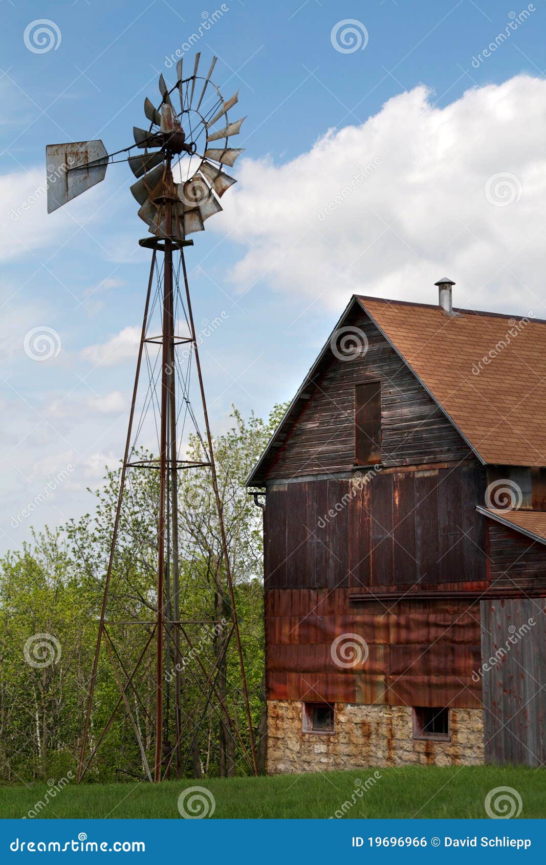 Old Rusty Barn and Windmill Stock Photo - Image of history, rustic ...