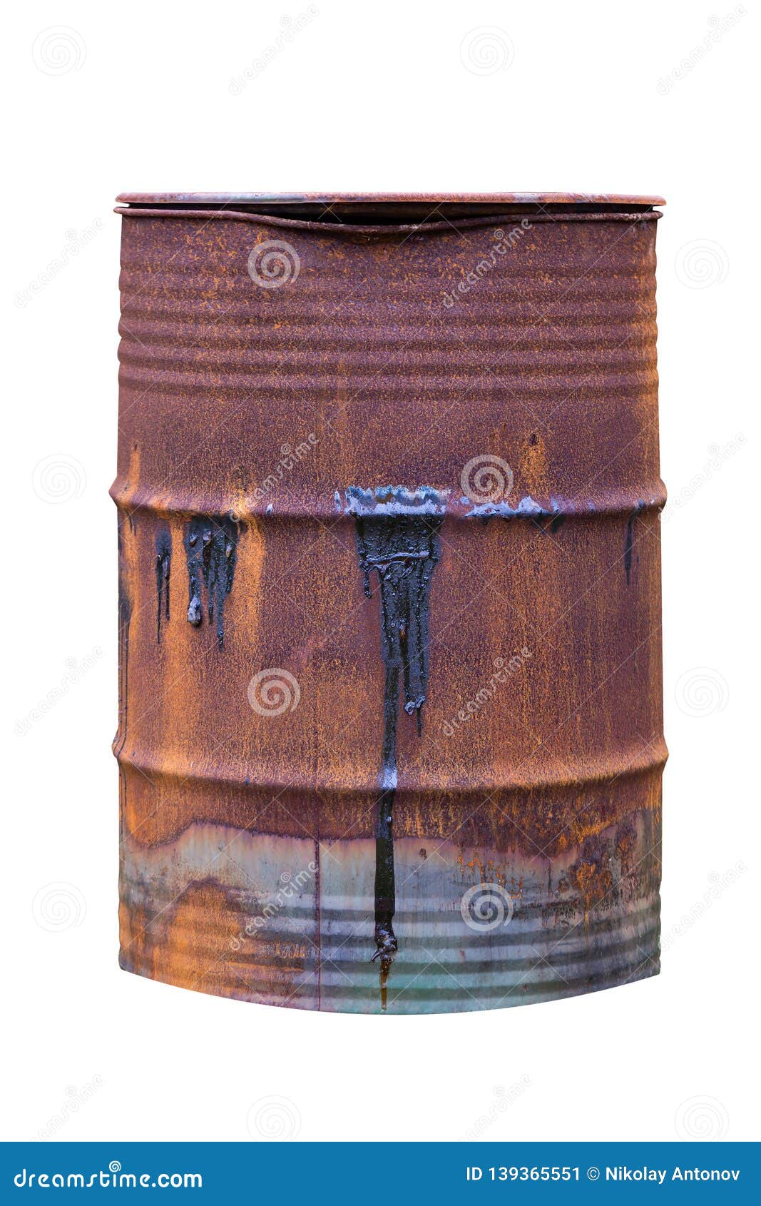 Old Rusty Barrel with Heating Oil on the Surface Isolated on White ...