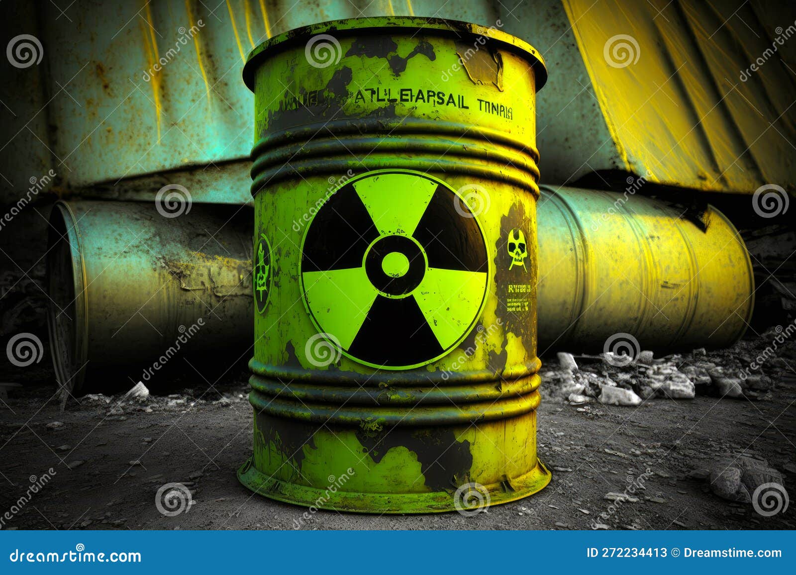 An Old Rusty Barrel with Radioactive Symbol on it. Generative AI Stock ...