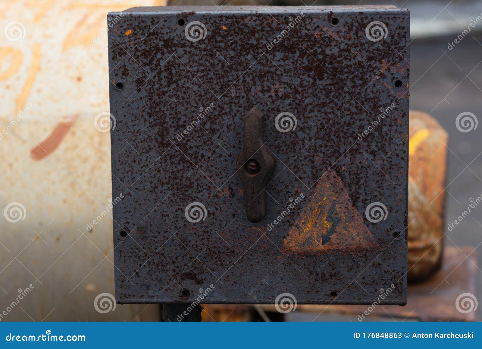 An old, rusty batch switch stock image. Image of electricity - 176848863