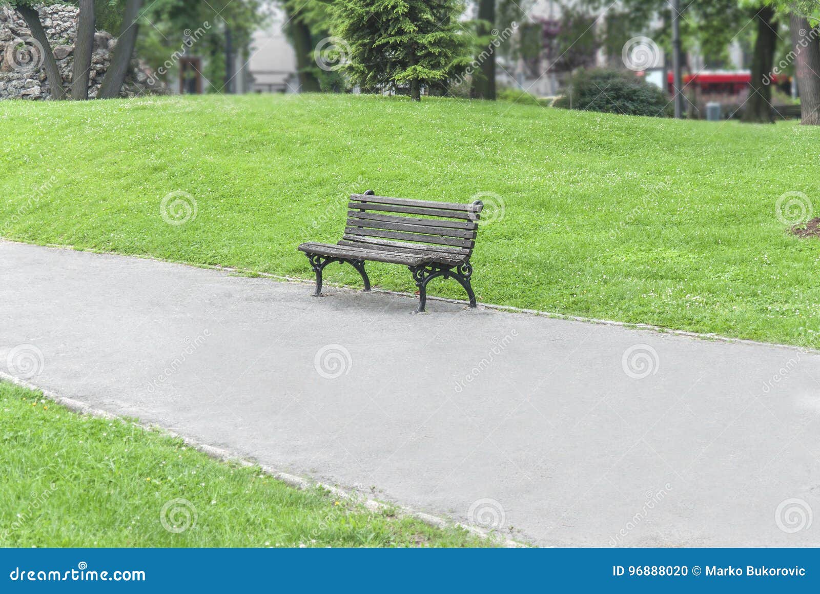 Old Rusty Bench in the Park in the City Center Stock Photo - Image of ...
