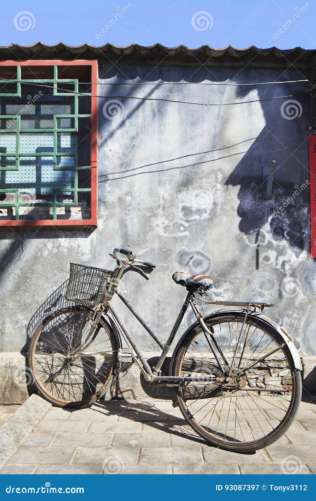 Old Rusty Bicycle in a Hutong, Beijing, China. Stock Image - Image of ...