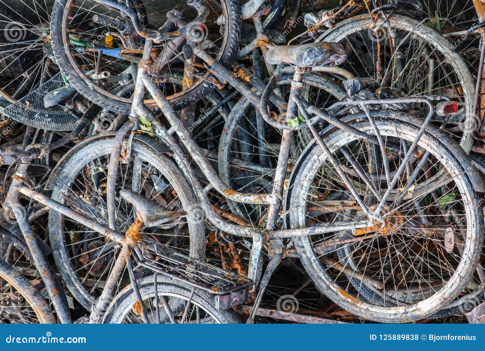 Old rusty bikes / bicycles stock photo. Image of iron - 125889838