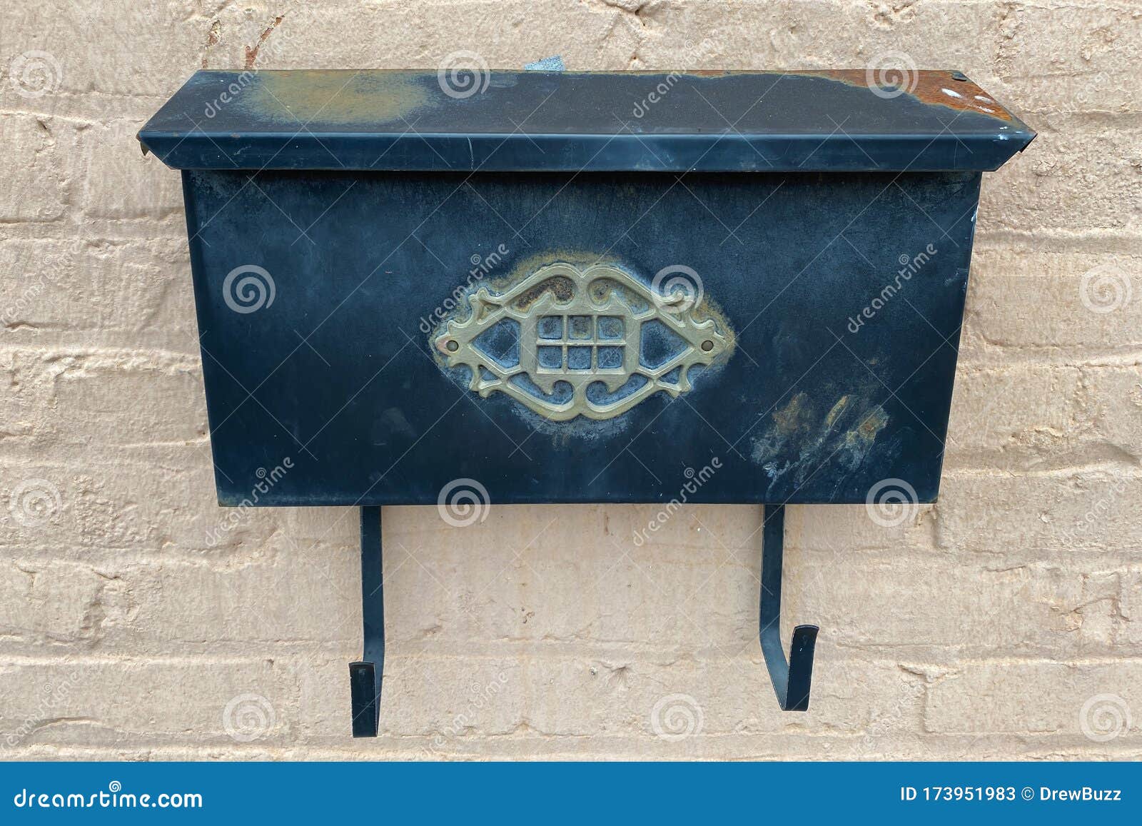 Old a Rusty Black Wall Vintage Mail Box Stock Image - Image of style ...