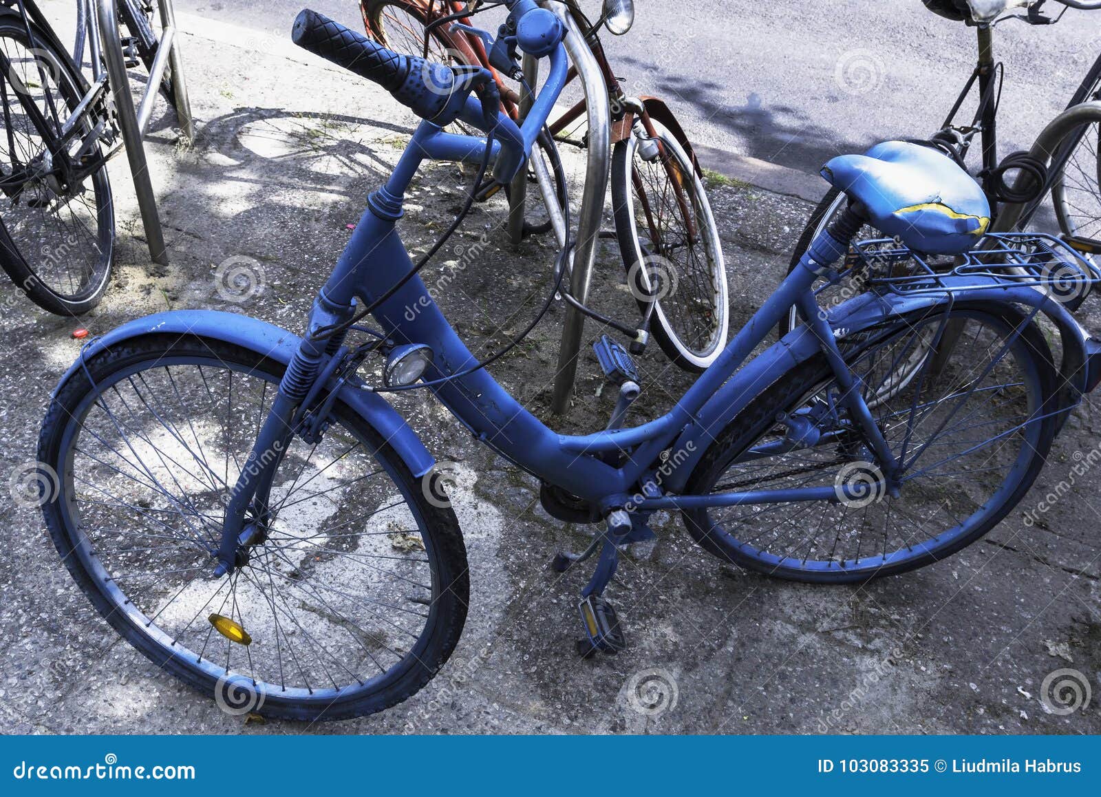 Old Rusty Blue Bike in the Center of Berlin Stock Image - Image of ...