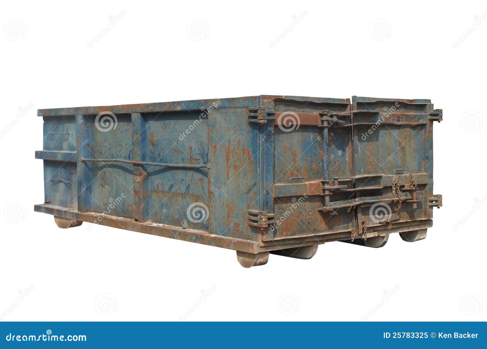 Old Rusty Blue Garbage Dumpster Isolated Stock Image - Image of ...