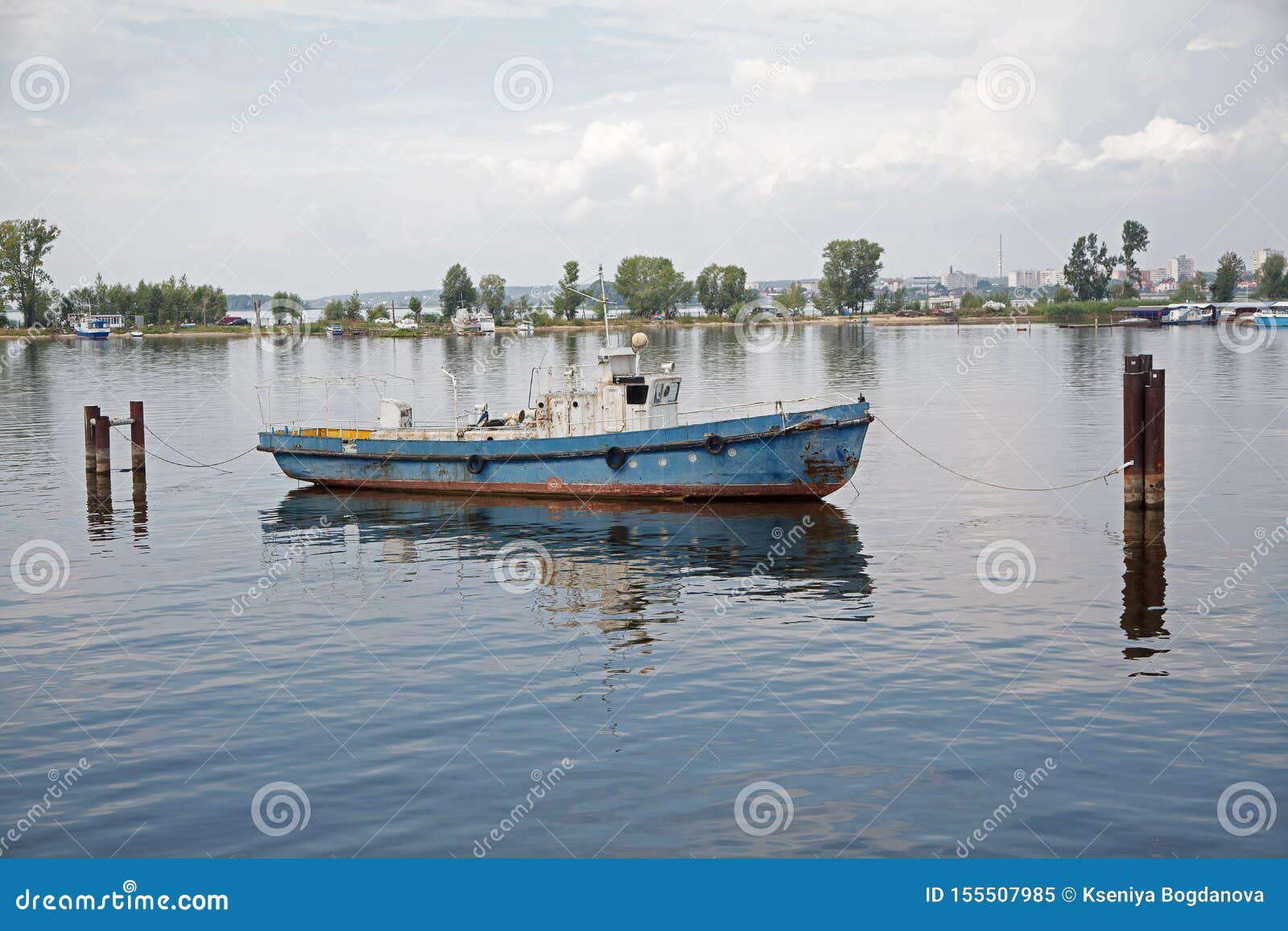 Old Rusty Boat Drift on Calm Water Stock Image - Image of boats, nature ...