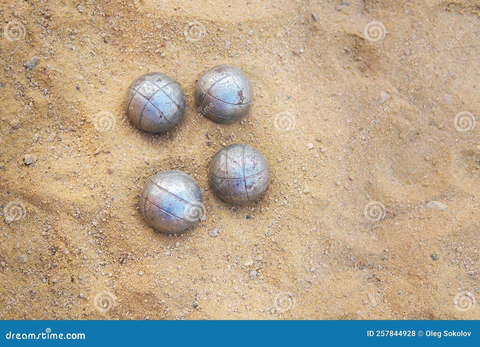 Old Rusty Boccia Balls Lie on the Sand Stock Photo - Image of hobby ...